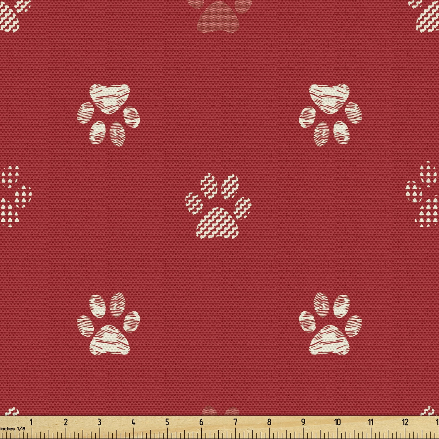 Ambesonne Paw Print Fabric by the Yard Upholstery, Ornamental Animal ...