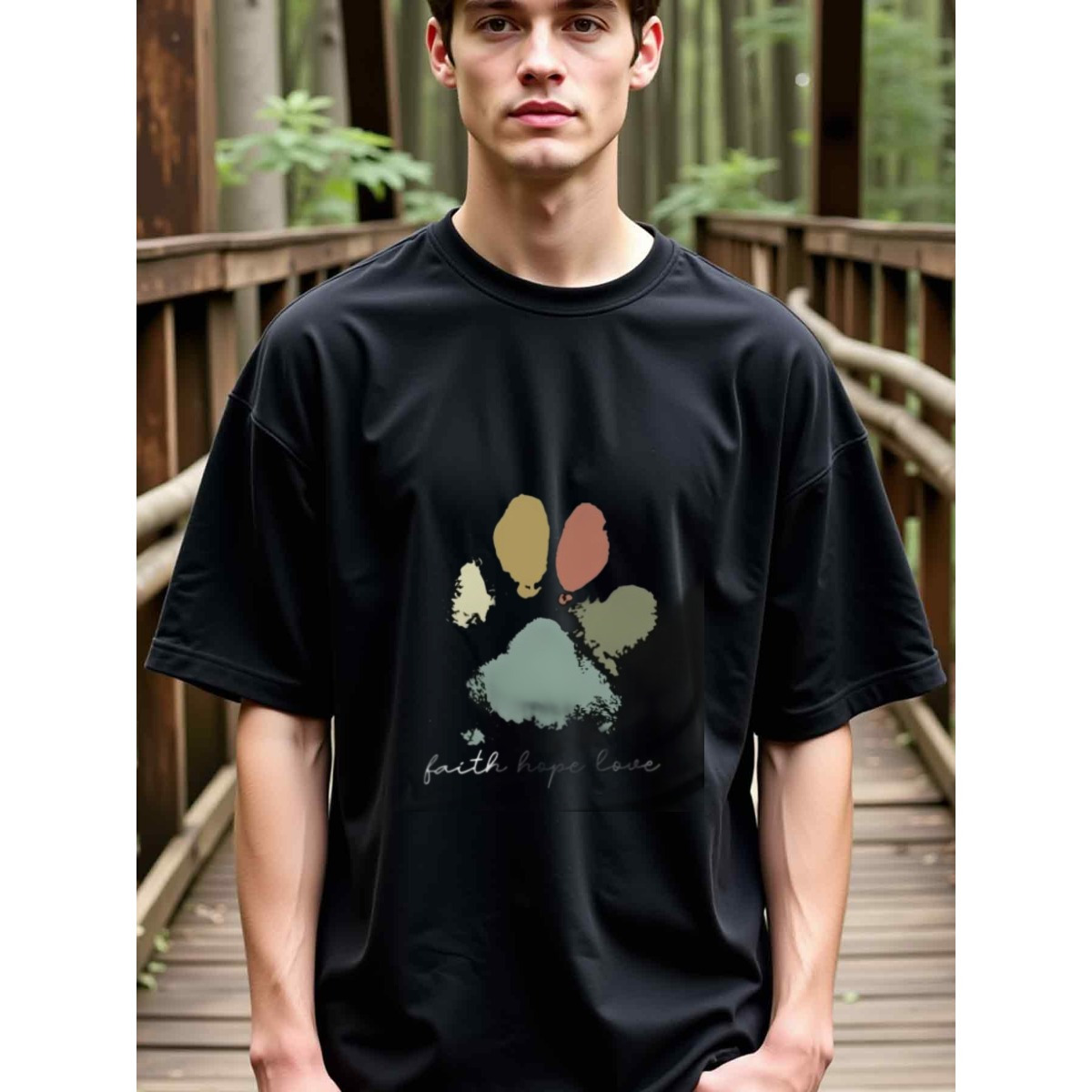 Paw Print Faith Hope Oversized Tee, 100% Fabric - Walmart.com