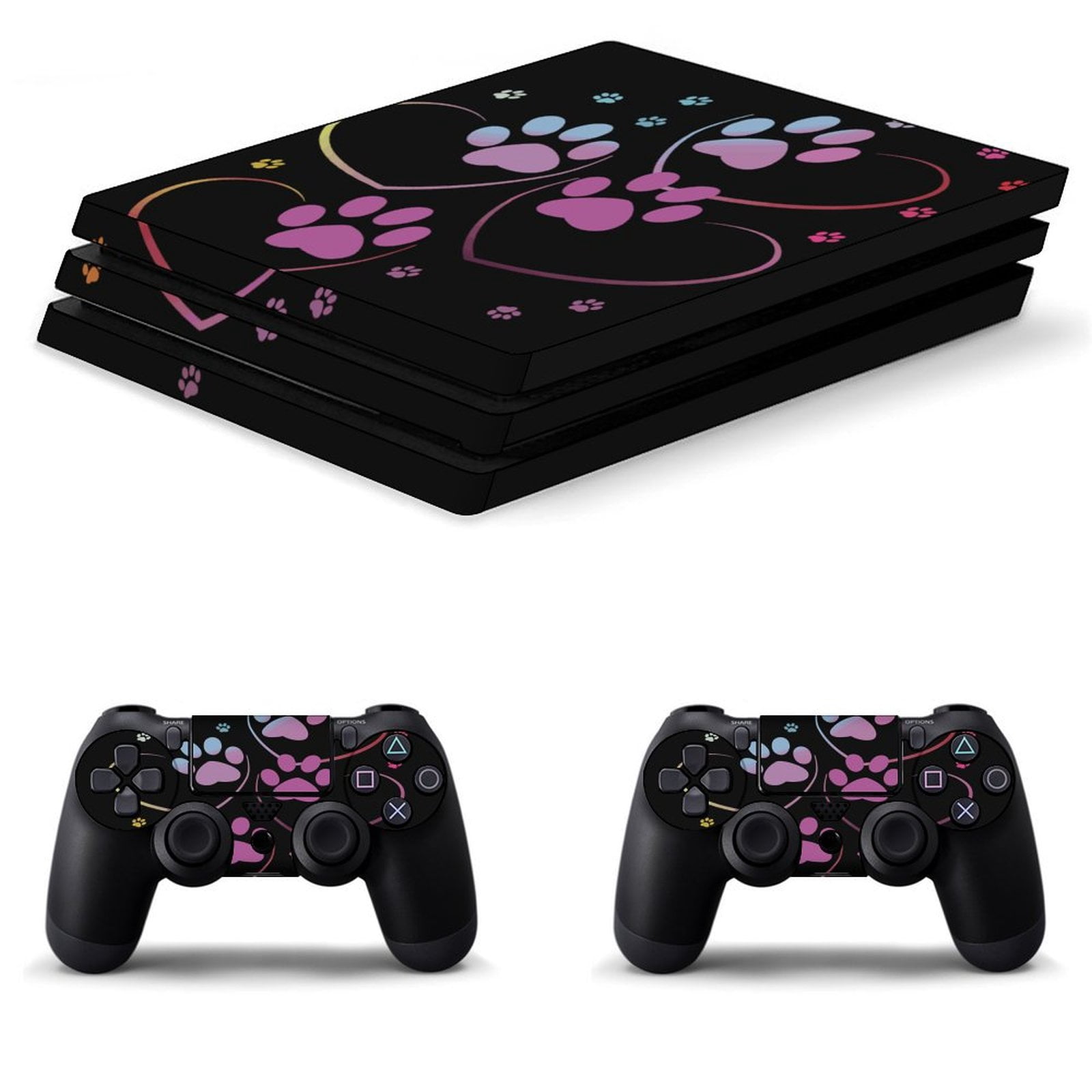 Paw Print Gradient Heart PS4/PS4 Pro/PS4 Slim Skin Sticker For Console ...