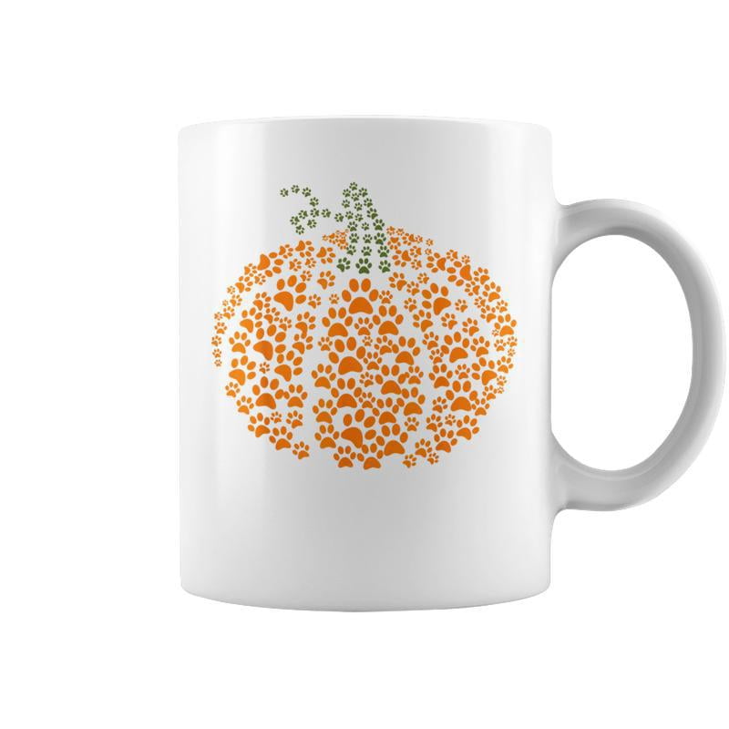 Paw Print Halloween Pumpkin Ghost Paw Dog Cat Lover Coffee Mugs ...