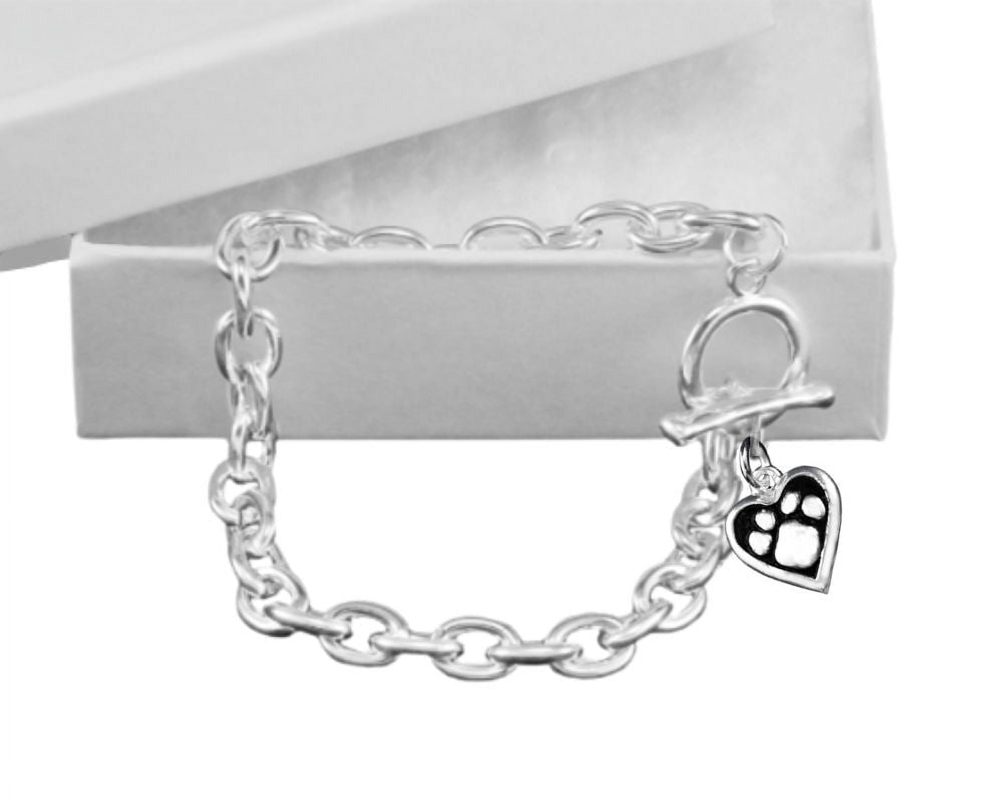 Paw Print Heart Charm Chunky Bracelets - Walmart.com