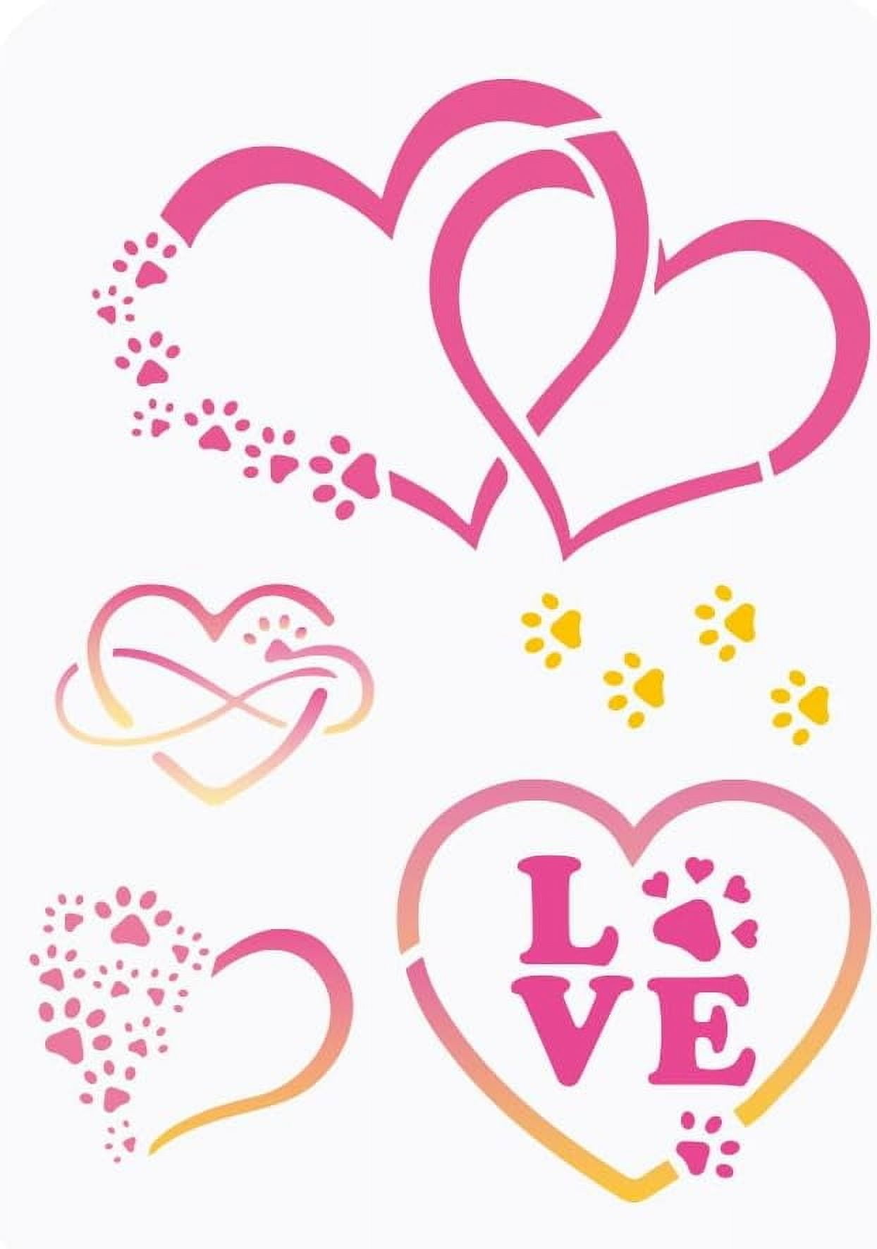Paw Print Heart Painting Large Stencil 8.3x11.7" Heart Infinity Paw ...