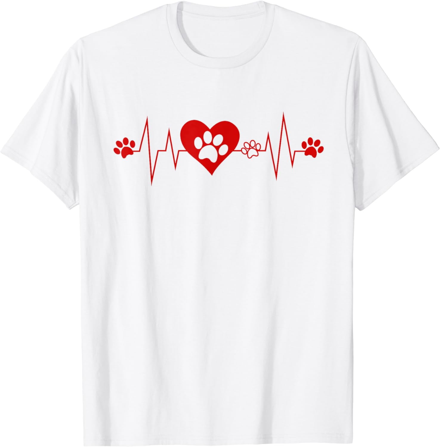 Paw Print Heartbeat Veterinarian Vet Tech Funny Pulse Gift T-Shirt ...