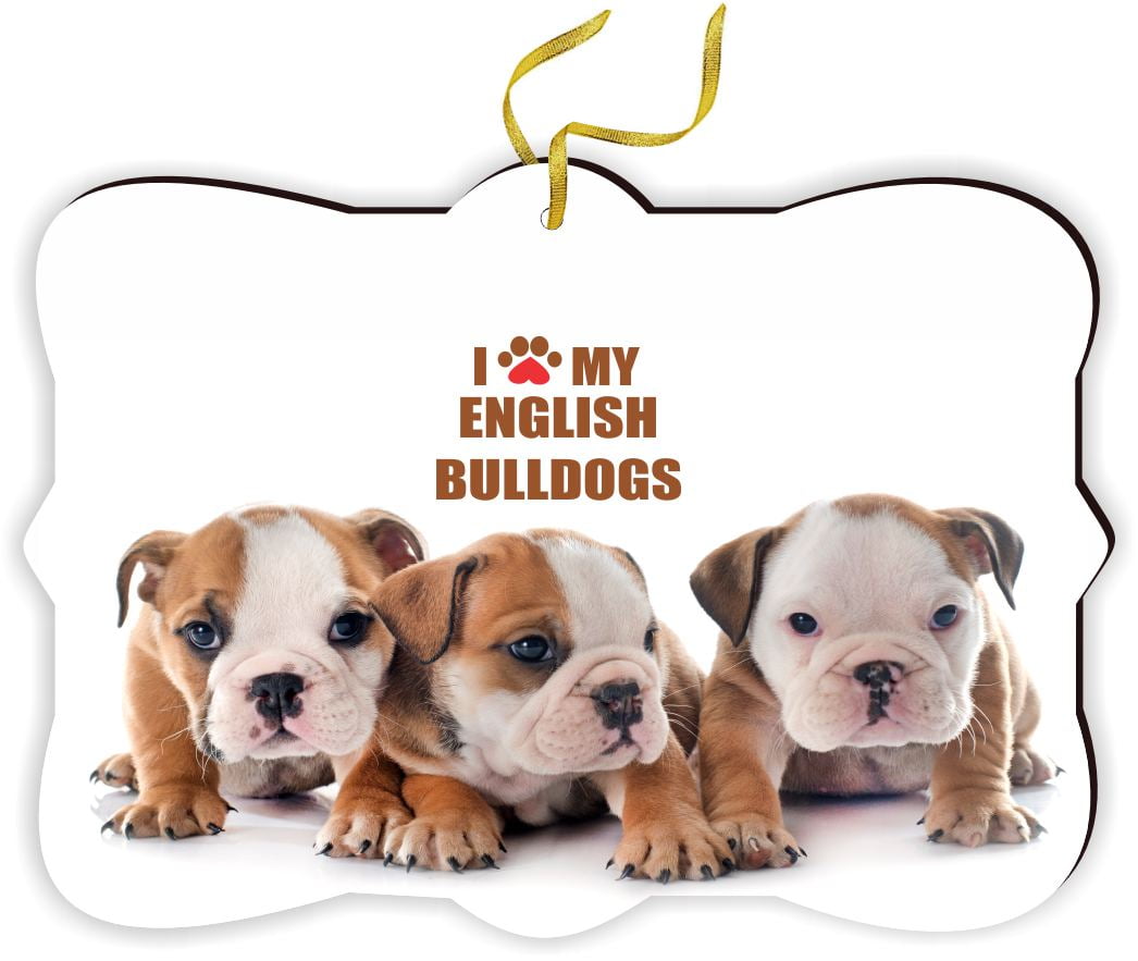 Paw Print I Love my - English Bulldogs Puppies - for Car Interior Rear ...