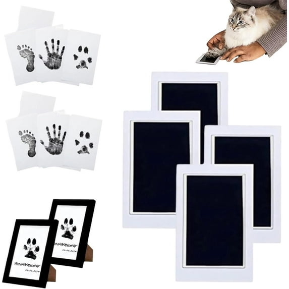 Paw Print Kit for Dogs & Cats - 4-PCS Mess-Free Ink Pads, 2 Photo ...