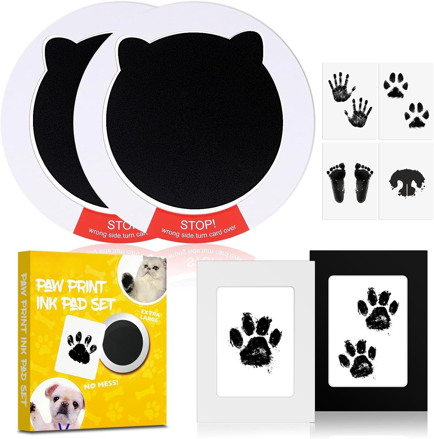 Paw Print Kit, Nose Print Kit, Mess-Free Paw Print Ink Pads, 8 count ...