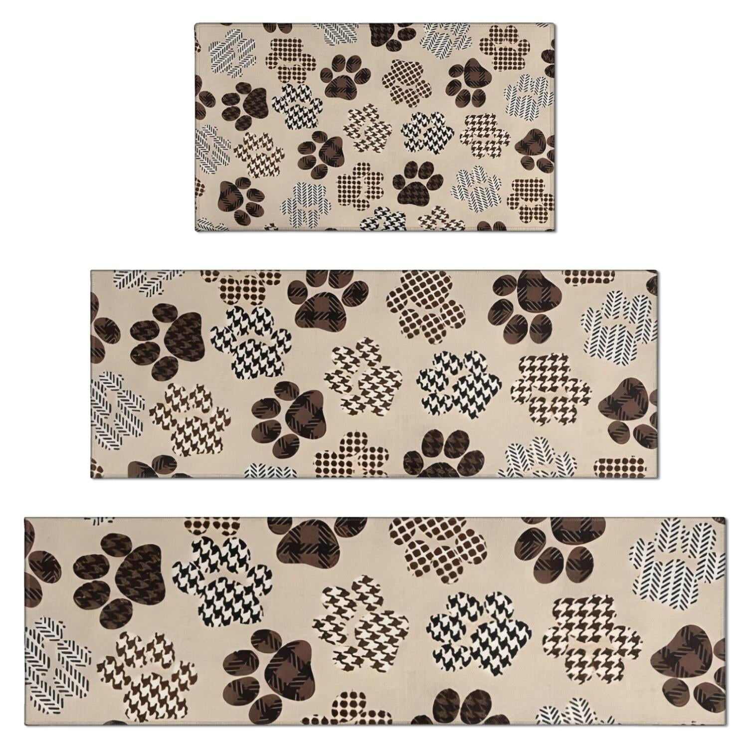Paw Print Kitchen Rugs Sets Of 3,Kitchen Runner Rugs Non Skid Washable ...