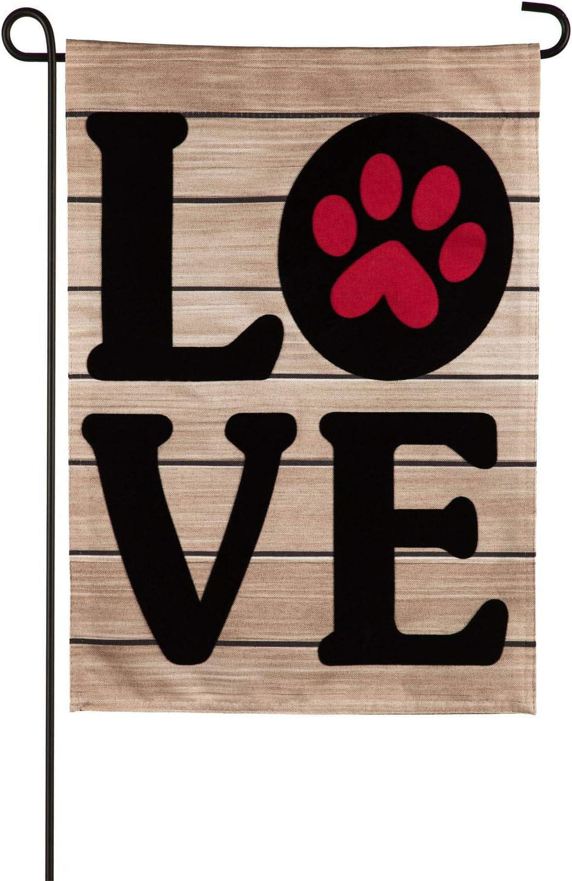 Paw Print LOVE Garden Flag Double Sided | Pet Lover Garden Flags For ...