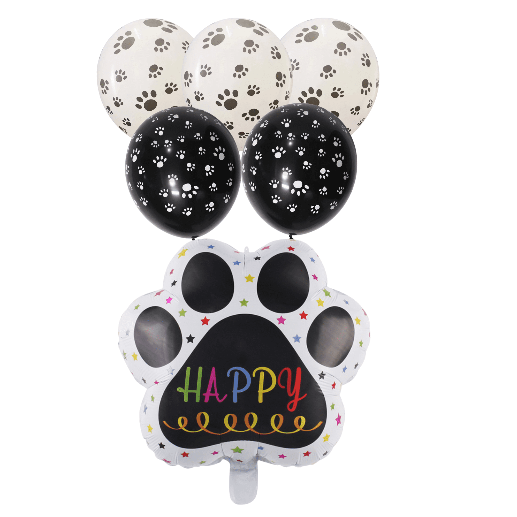 Paw Print Latex Balloon Set – White and Black Paw Party Balloons for Pet-Themed Celebrations ...