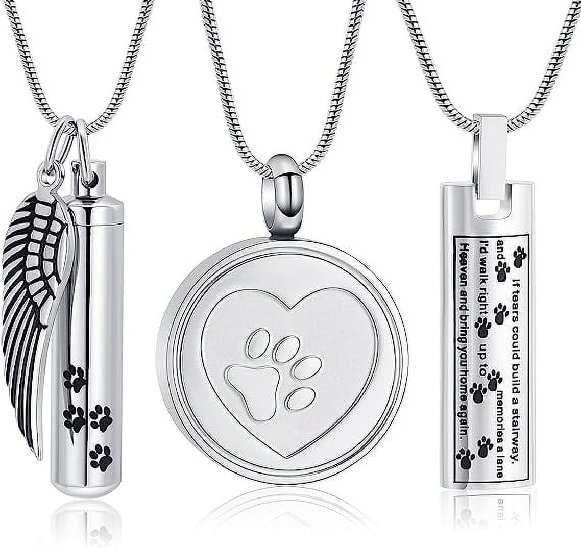 Paw Print Memorial Lockets Urn Necklace Ash Jewelry Cylinder Keepsake ...