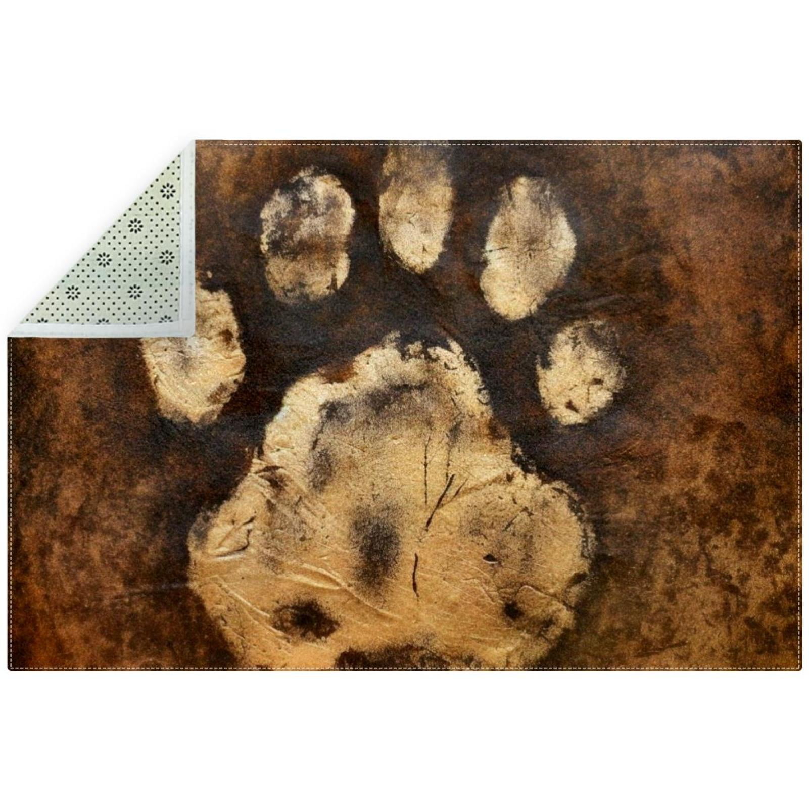 Paw Print Office Mat with Right-Angle Design - Polyester Floor Mat for ...