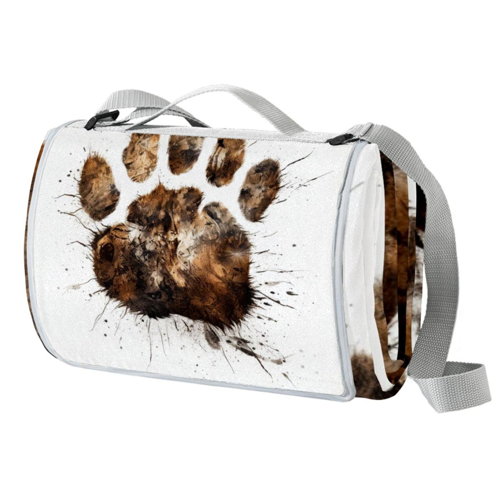 Paw Print Outdoor Canvas Picnic Blanket Lightweight Foldable Waterproof ...