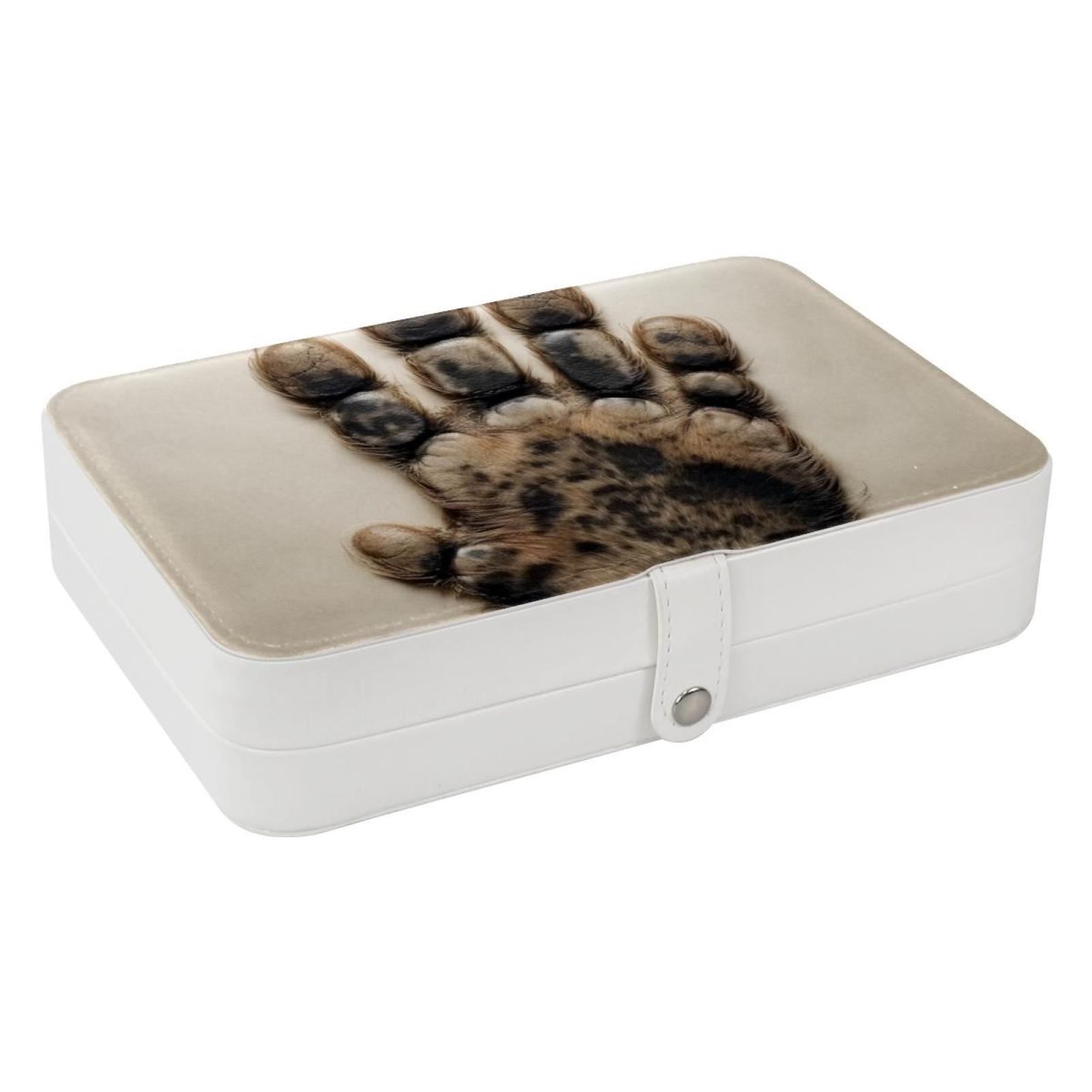 Paw Print PU Leather Jewelry Box with Removable Compartment and ...