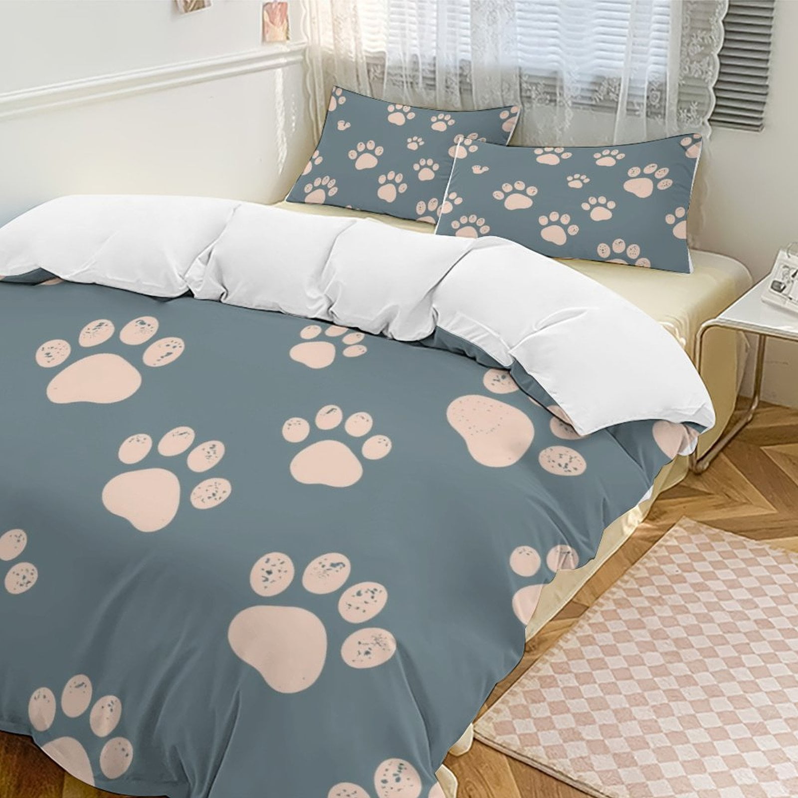 Paw Print Pattern Bedding Comforter Set Quilt Bedding Set with 1 ...