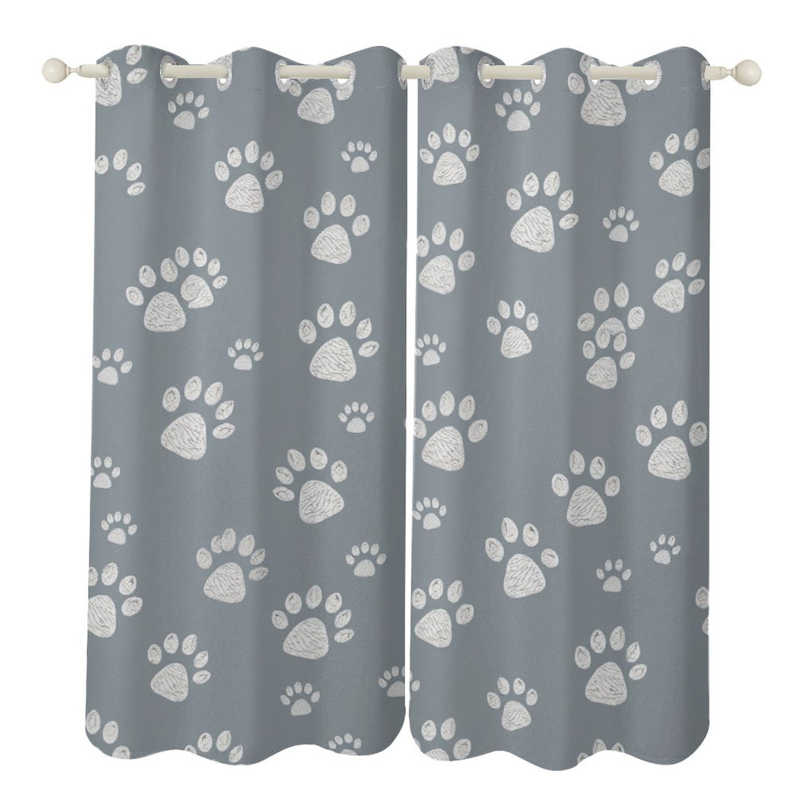 Paw Print Pattern Blackout Window Curtains for Bedroom Living Room ...