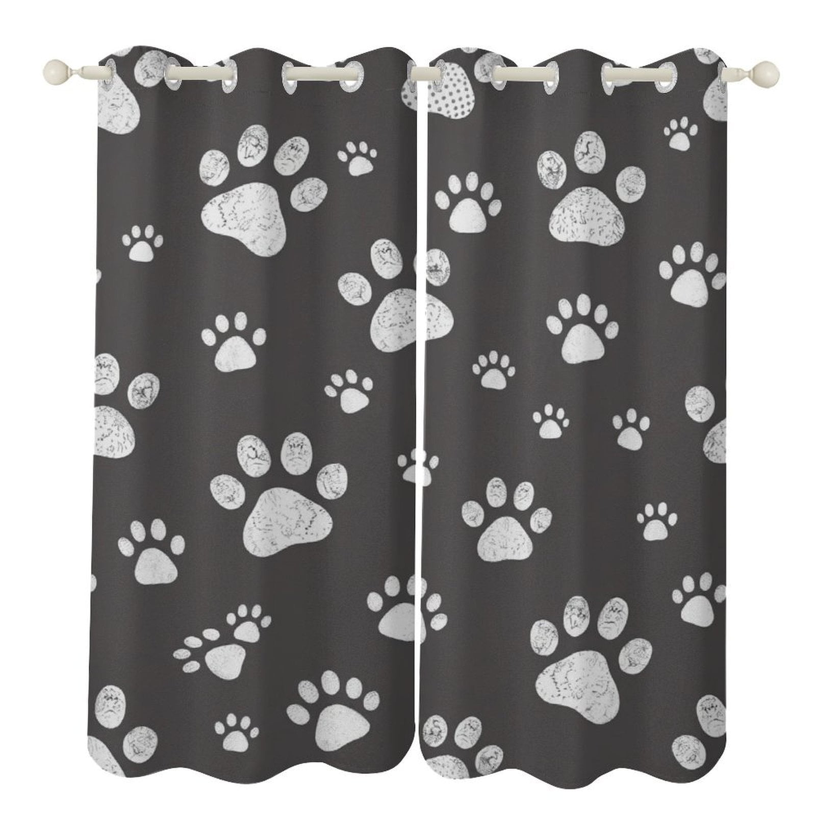 Paw Print Pattern Blackout Window Curtains for Bedroom Living Room ...