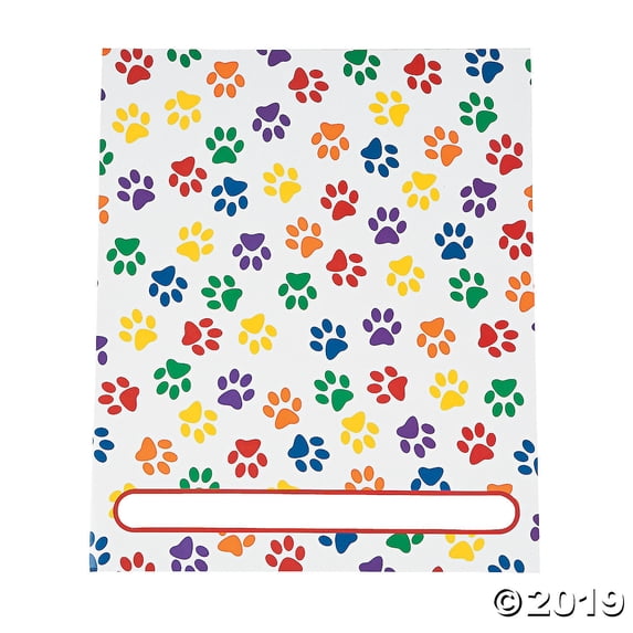 Fun Express Paw Print Patterned Pocket Folders, Multicolor, Cardstock ...