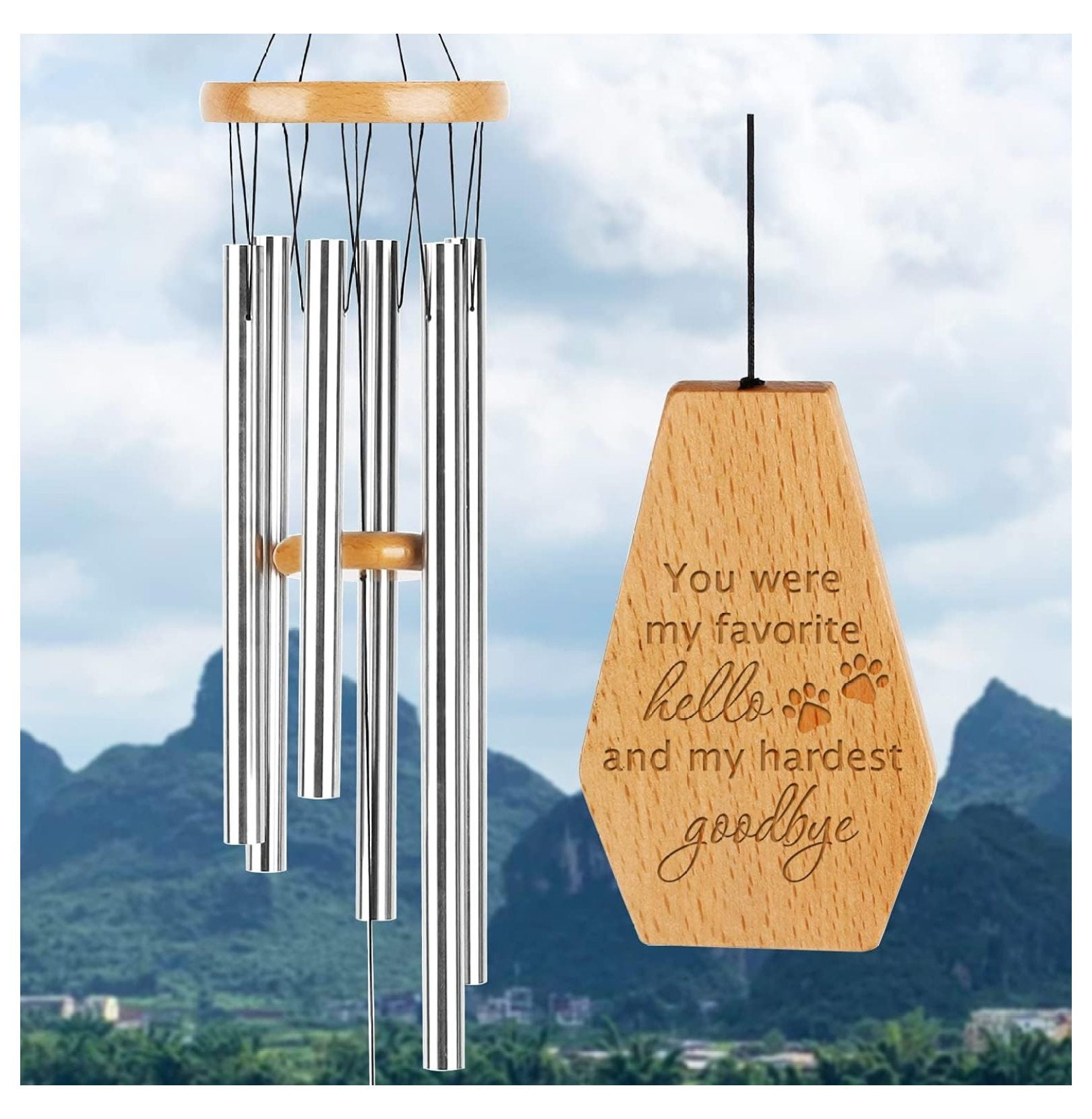 Paw Print Pet Wind Chimes, Pet Memorial Wind Chime, Loss of Dog Wind ...