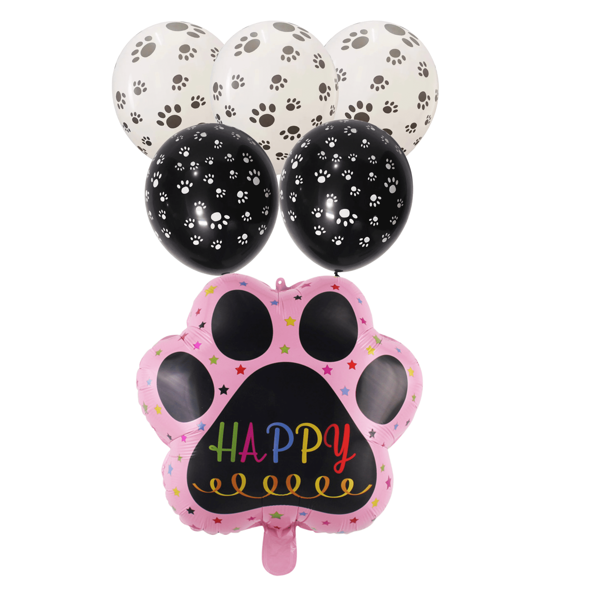Paw Print Pink Balloon Set – White and Black Latex Paw Party Balloons ...