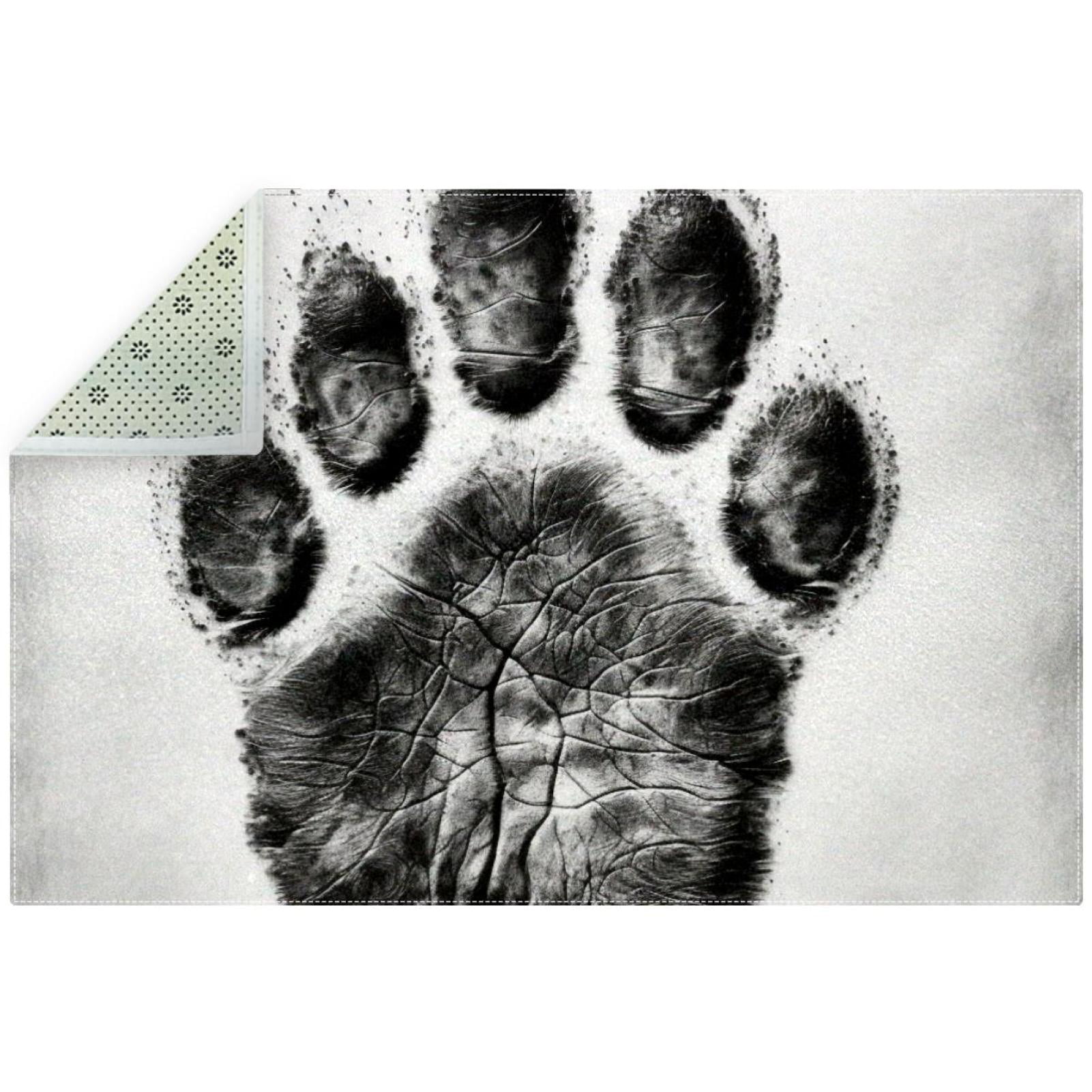 Paw Print Polyester Right-Angle Office Floor Mat - Durable, Rug for ...