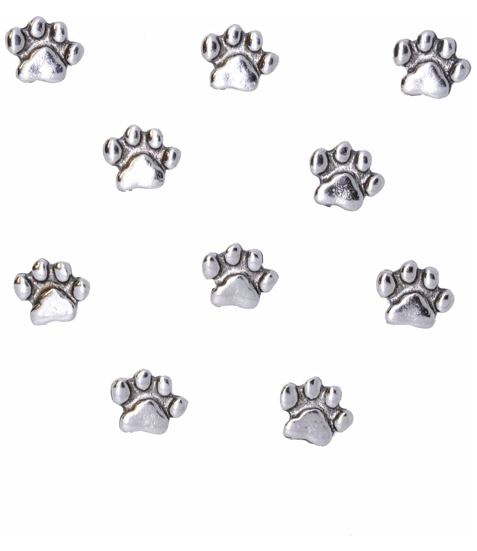 Paw Print Push Pins - Silver Finish, Set of 10 - Cute Thumbtacks for ...