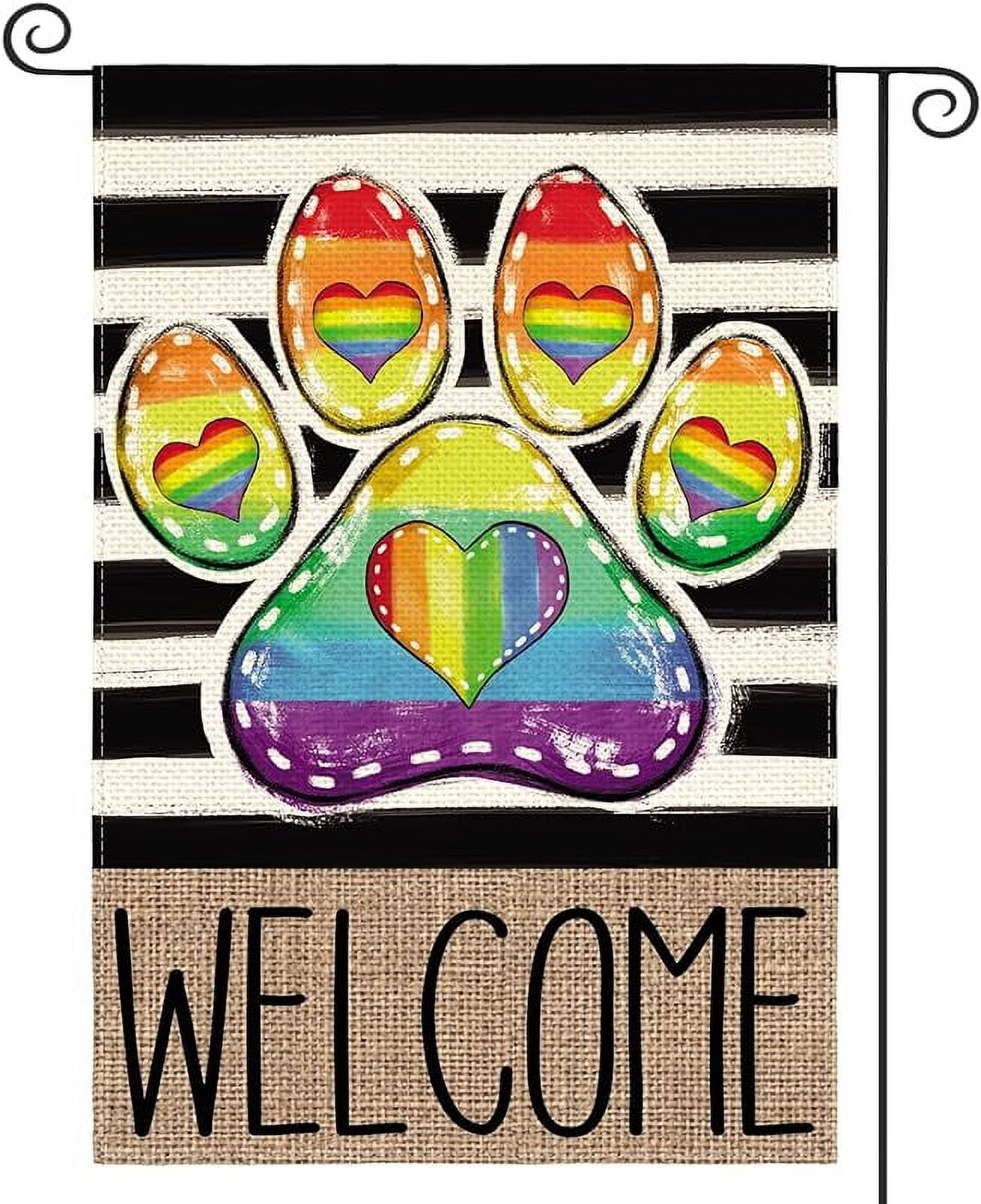 Paw Print Rainbow Pride Garden Flag 12x18 Inch Double Sided, Community ...