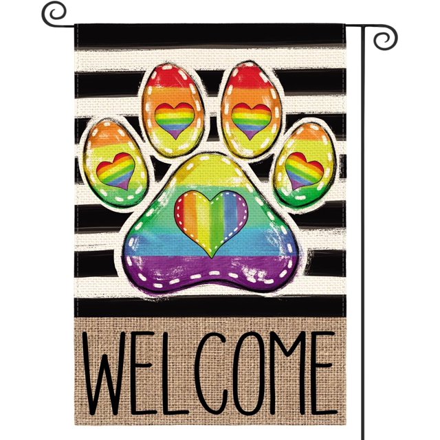 Paw Print Rainbow Pride Garden Flag 12x18 Inch Double Sided, LGBTQ ...