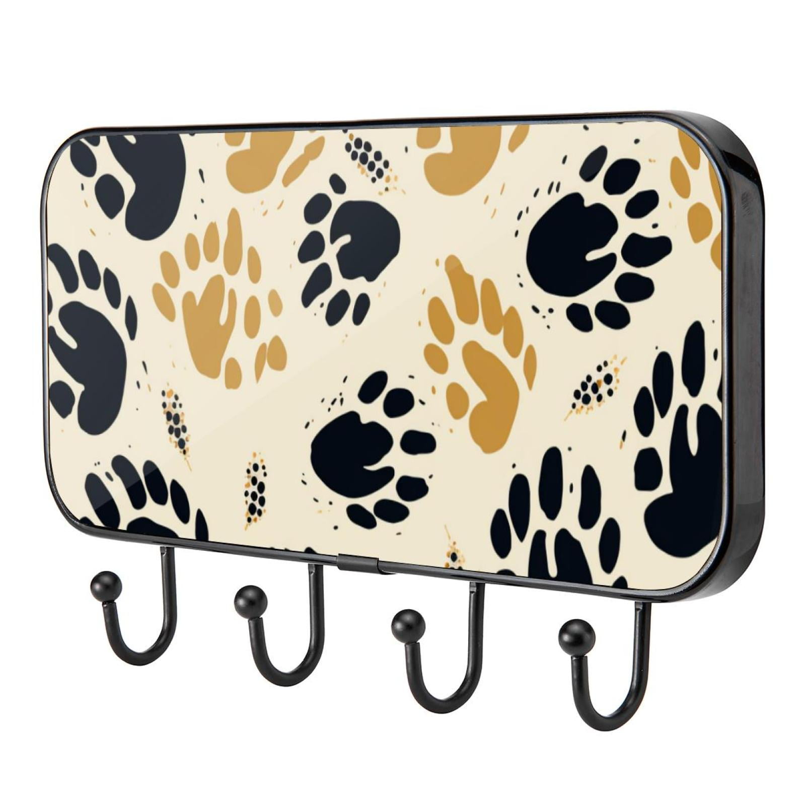 Paw Print Self Adhesive Towel Coat Wood Iron Hooks for Home Keys Door ...