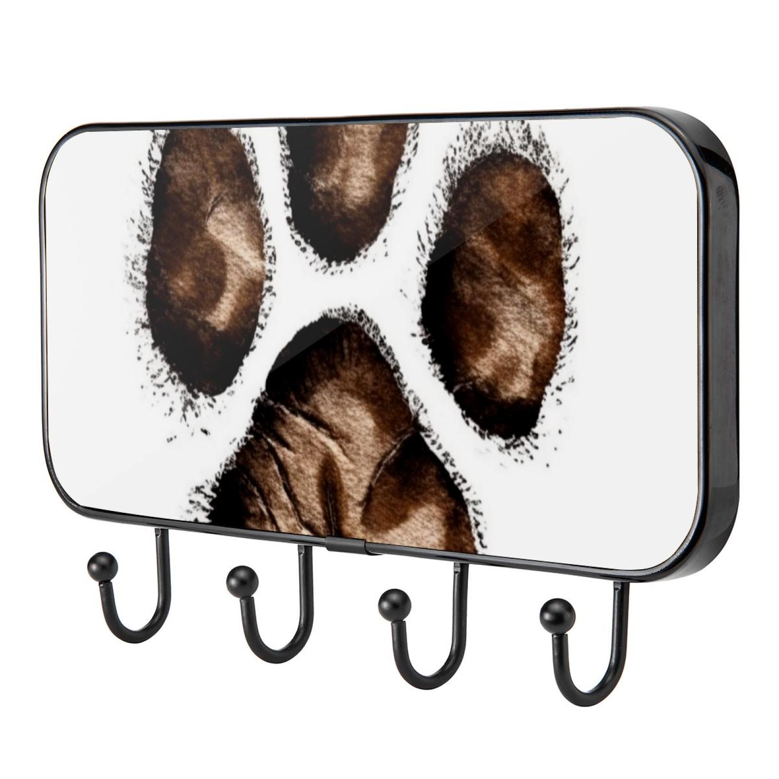 Paw Print Self Adhesive Towel Coat Wood Iron Hooks for Home Keys Door ...