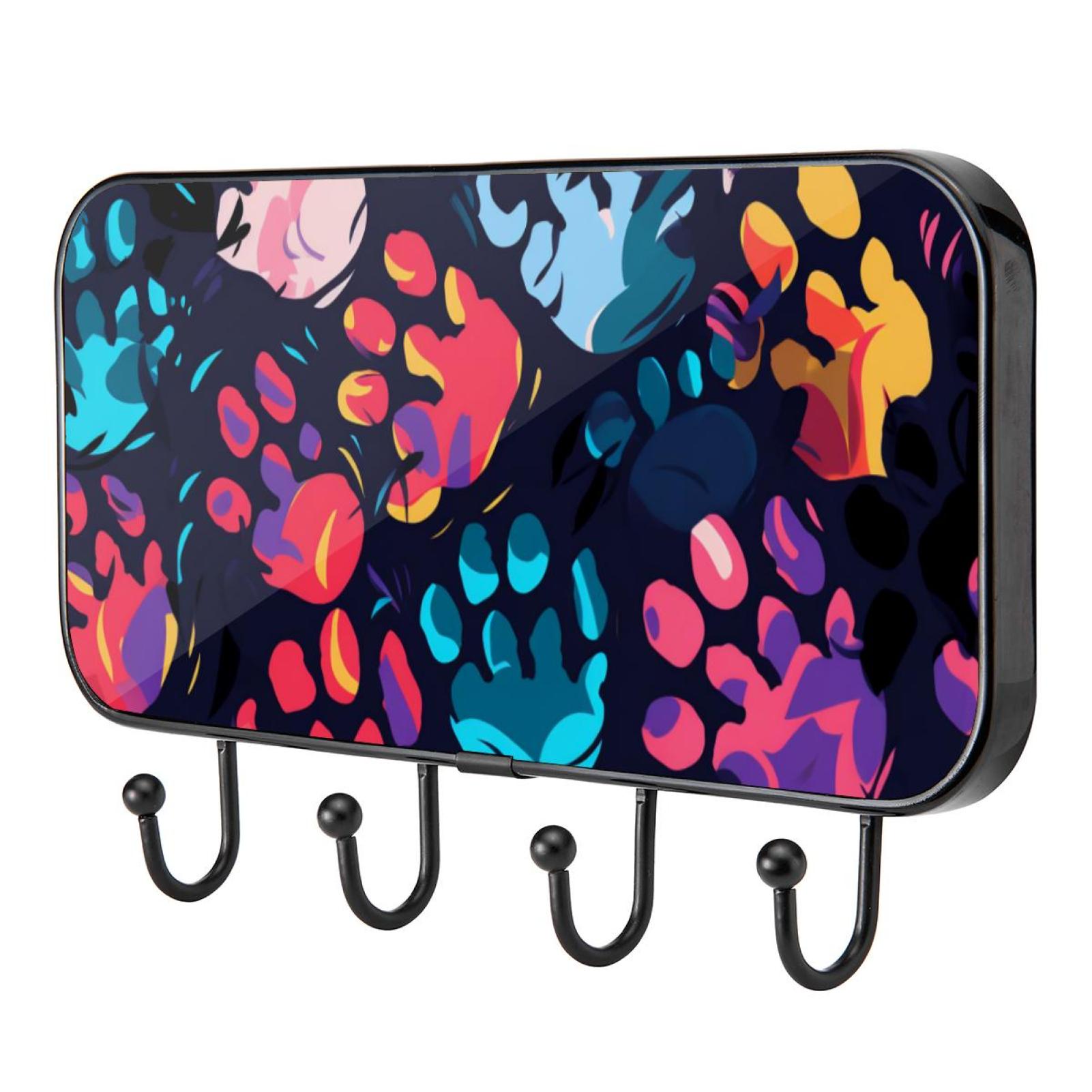 Paw Print Self Adhesive Towel Coat Wood Iron Hooks for Home Keys Door ...