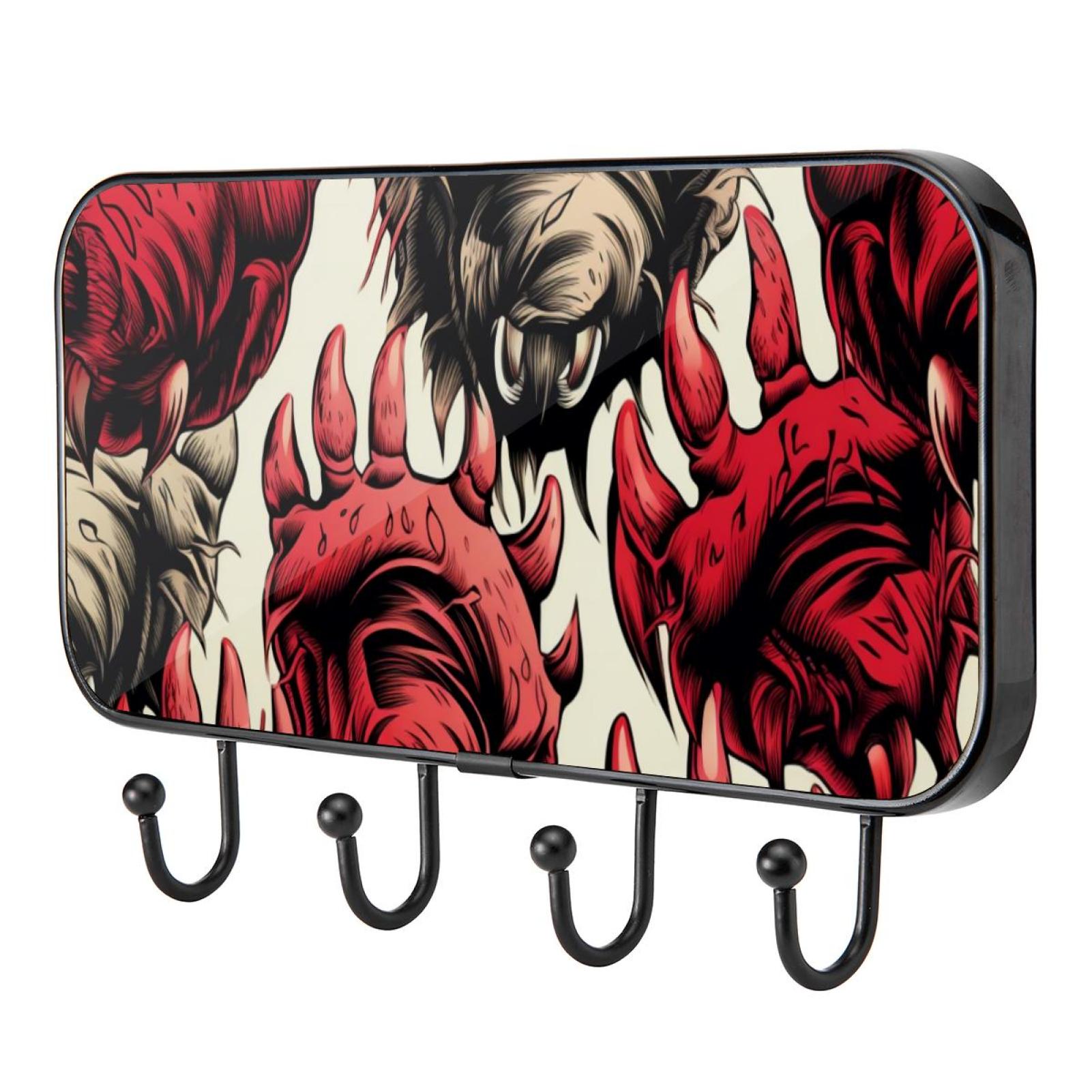 Paw Print Self Adhesive Towel Coat Wood Iron Hooks for Home Keys Door ...