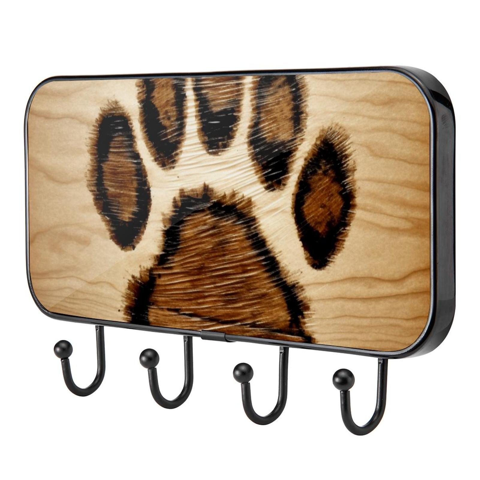 Paw Print Self Adhesive Towel Coat Wood Iron Hooks for Home Keys Door ...