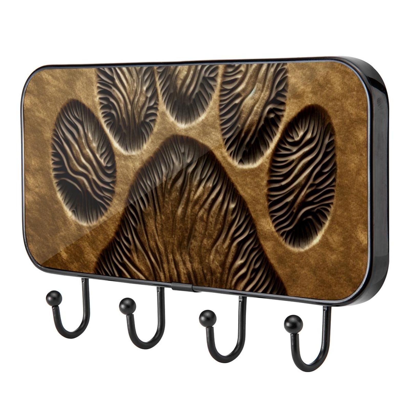 Paw Print Self Adhesive Towel Coat Wood Iron Hooks for Home Keys Door ...
