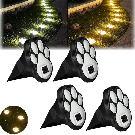 Paw Print Solar Lights for Outside, Dog Cat Animal Pathway Lights ...