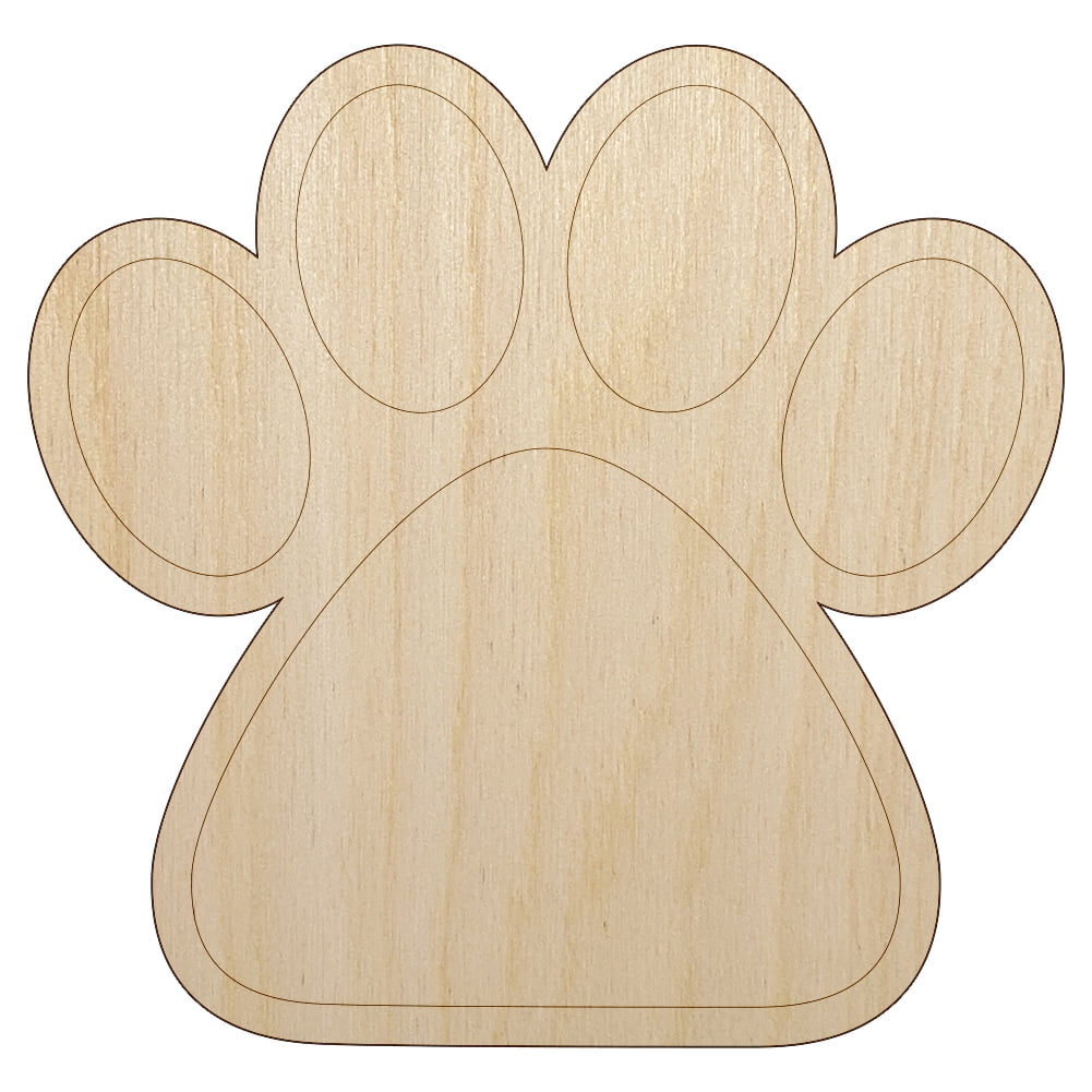 Paw Print Solid Wood Shape Unfinished Piece Cutout Craft DIY Projects ...