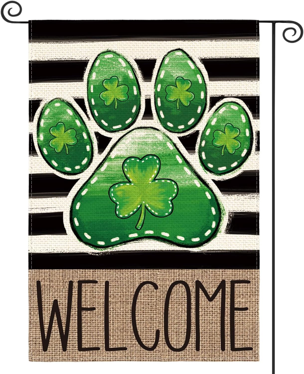Paw Print St Patricks Day Garden Flag 12x18 inch Double Sided Outside ...