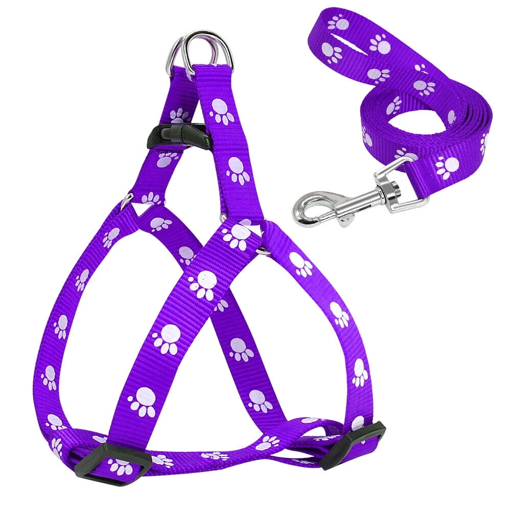Paw Print Step In Dog Harness and Walking Leash set Adjustable Cute ...