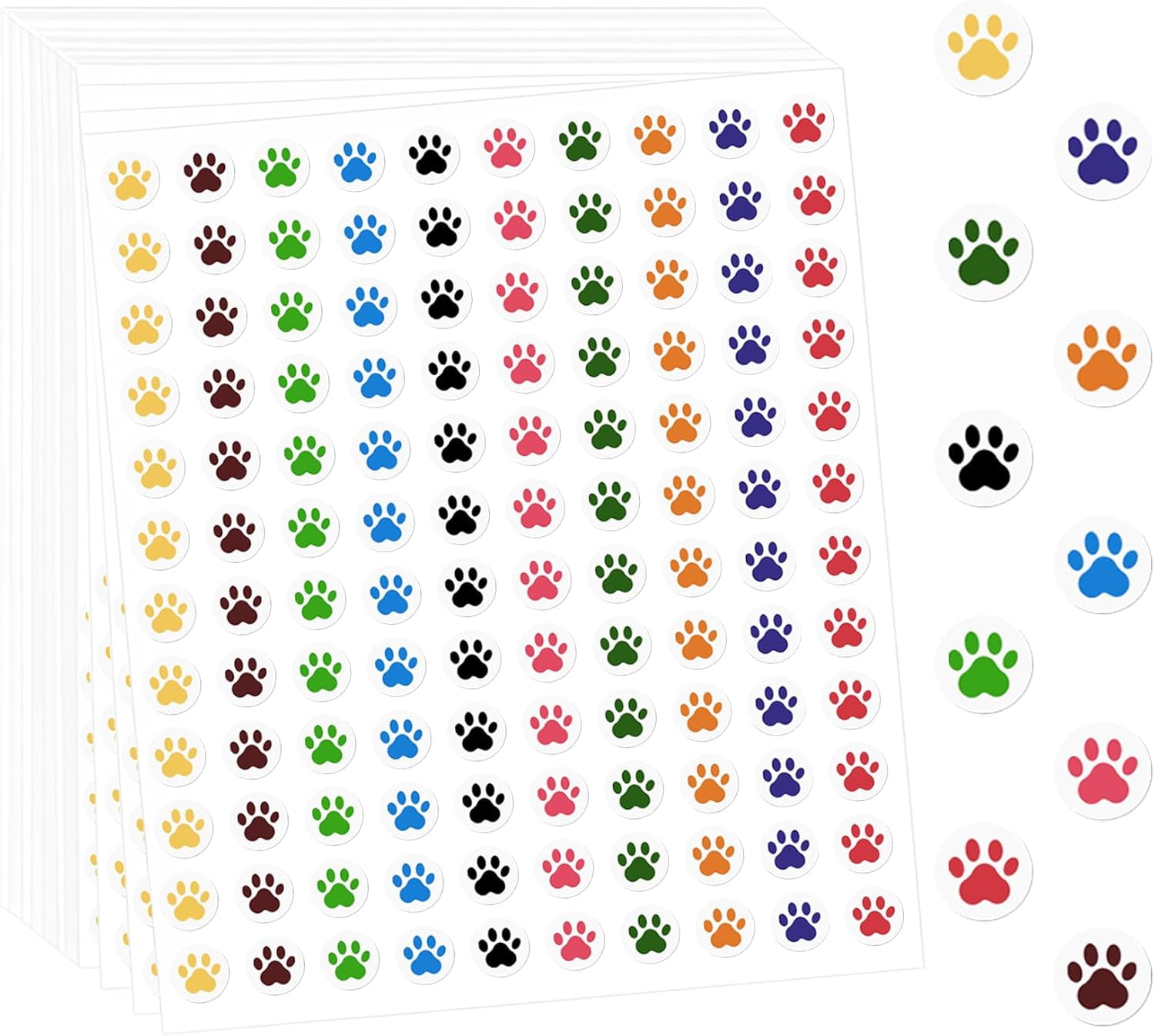 Paw Print Stickers, 6000 PCS Small Dog Paw Stickers, 10 Colors Dog ...