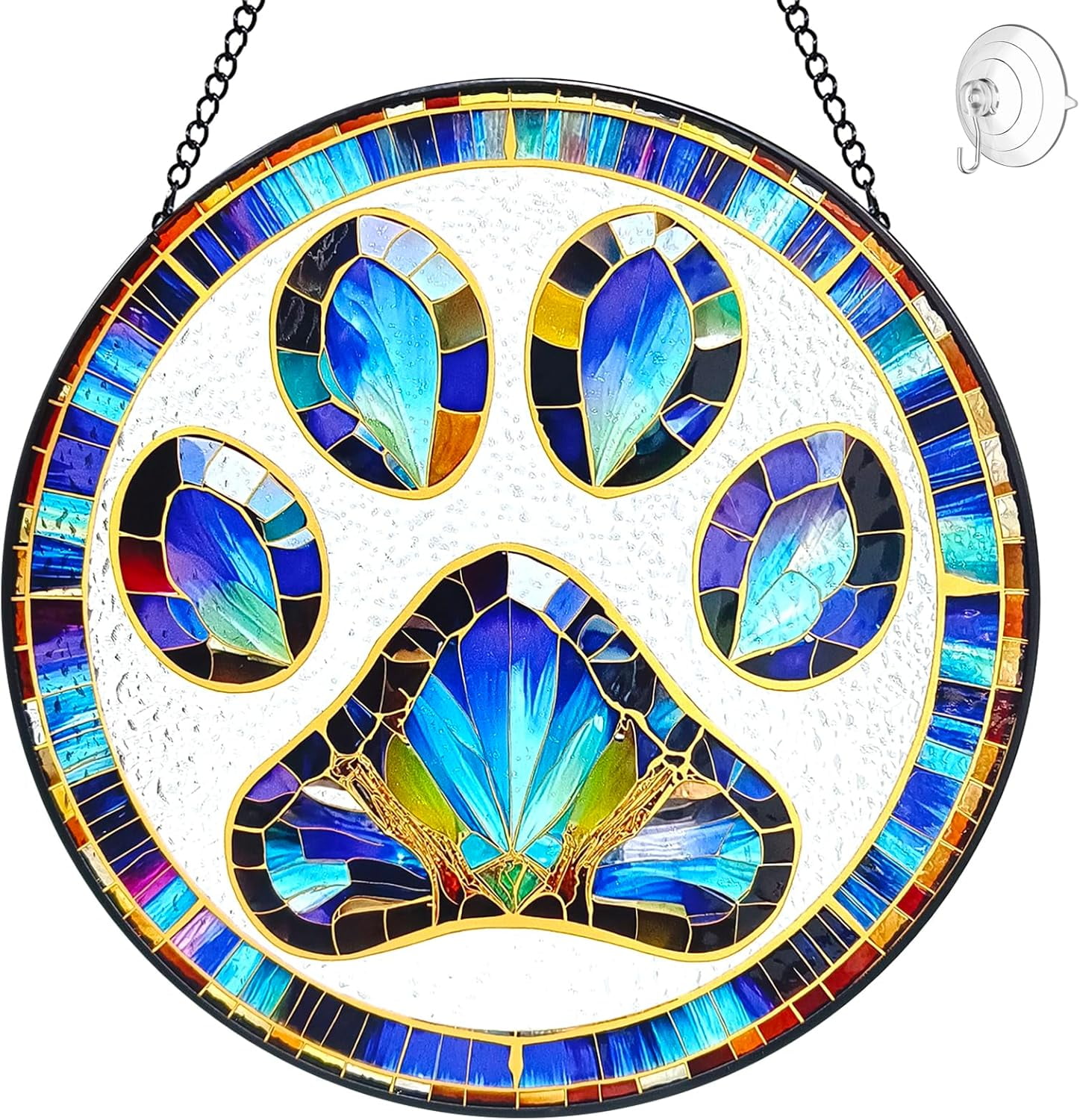 Paw Print Suncatcher Stained Glass Window Hanging - Paw Print Stained ...