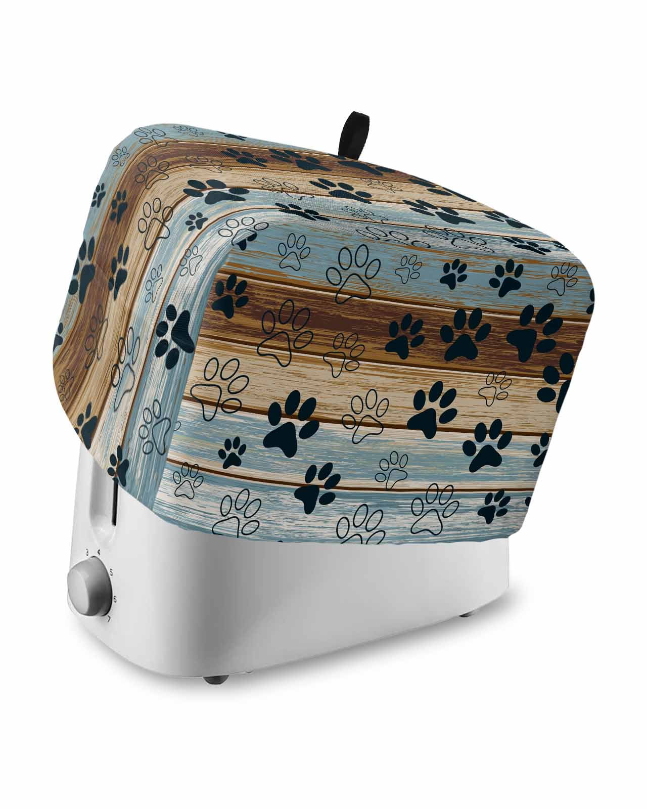 Paw Print Toaster Cover 2 Slice, Vintage Farmhouse Style Cute Paw Wood ...