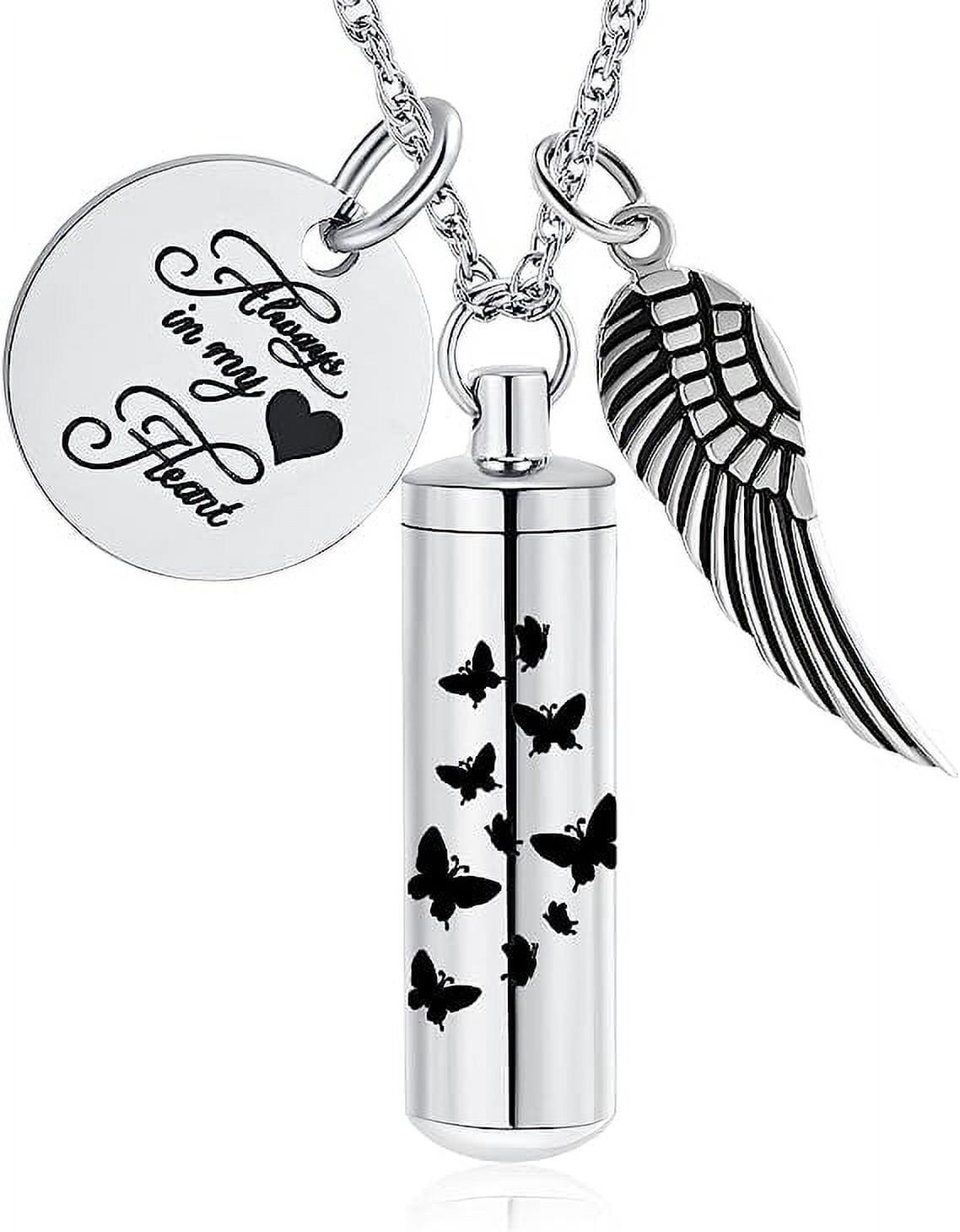 Paw Print Urn Necklaces for Human Pet Ashes Cylinder Urn Pendant ...