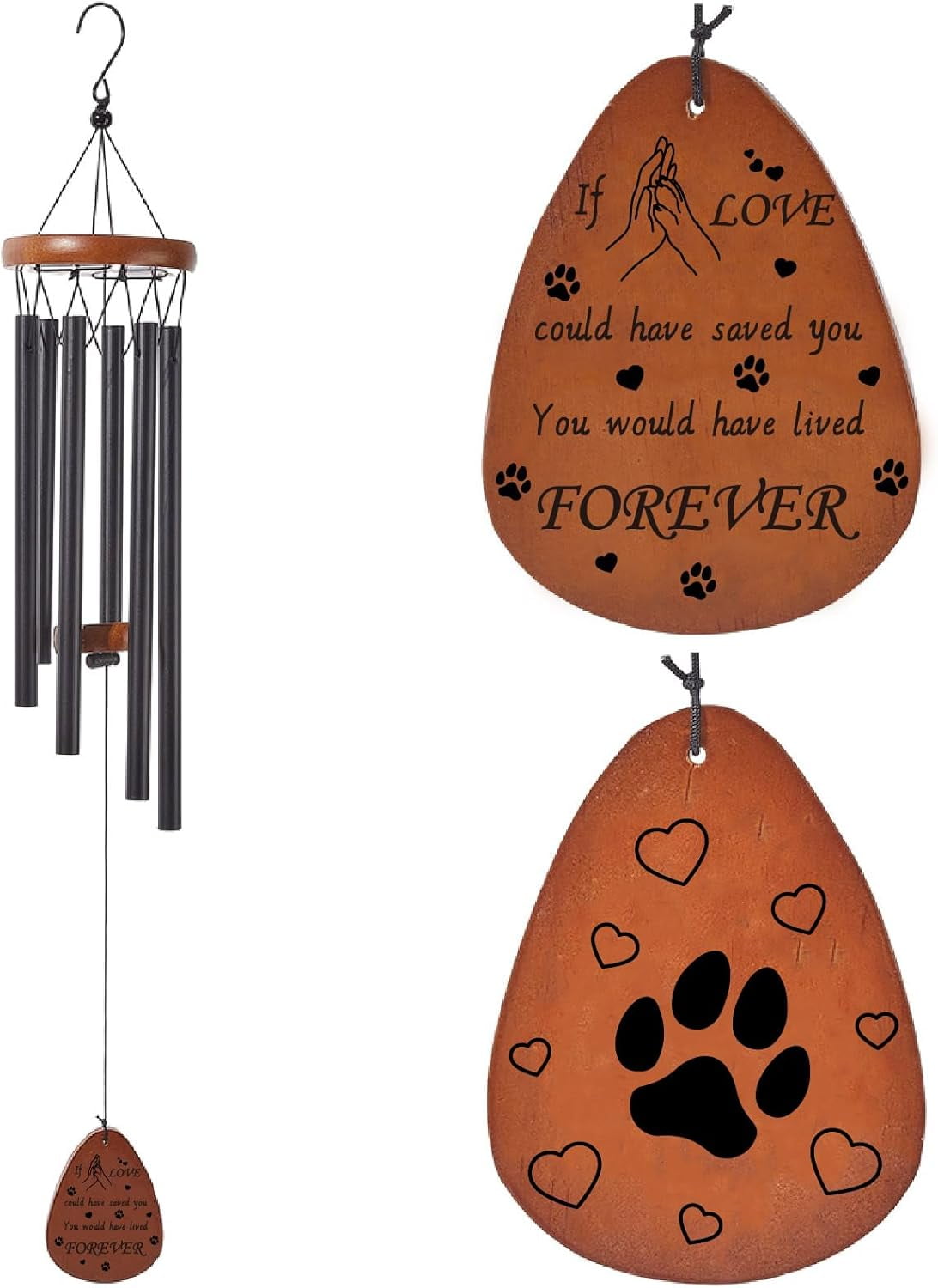Paw Print Wind Chimes for Dog Pet Memorial Wind Chimes Remembrance ...