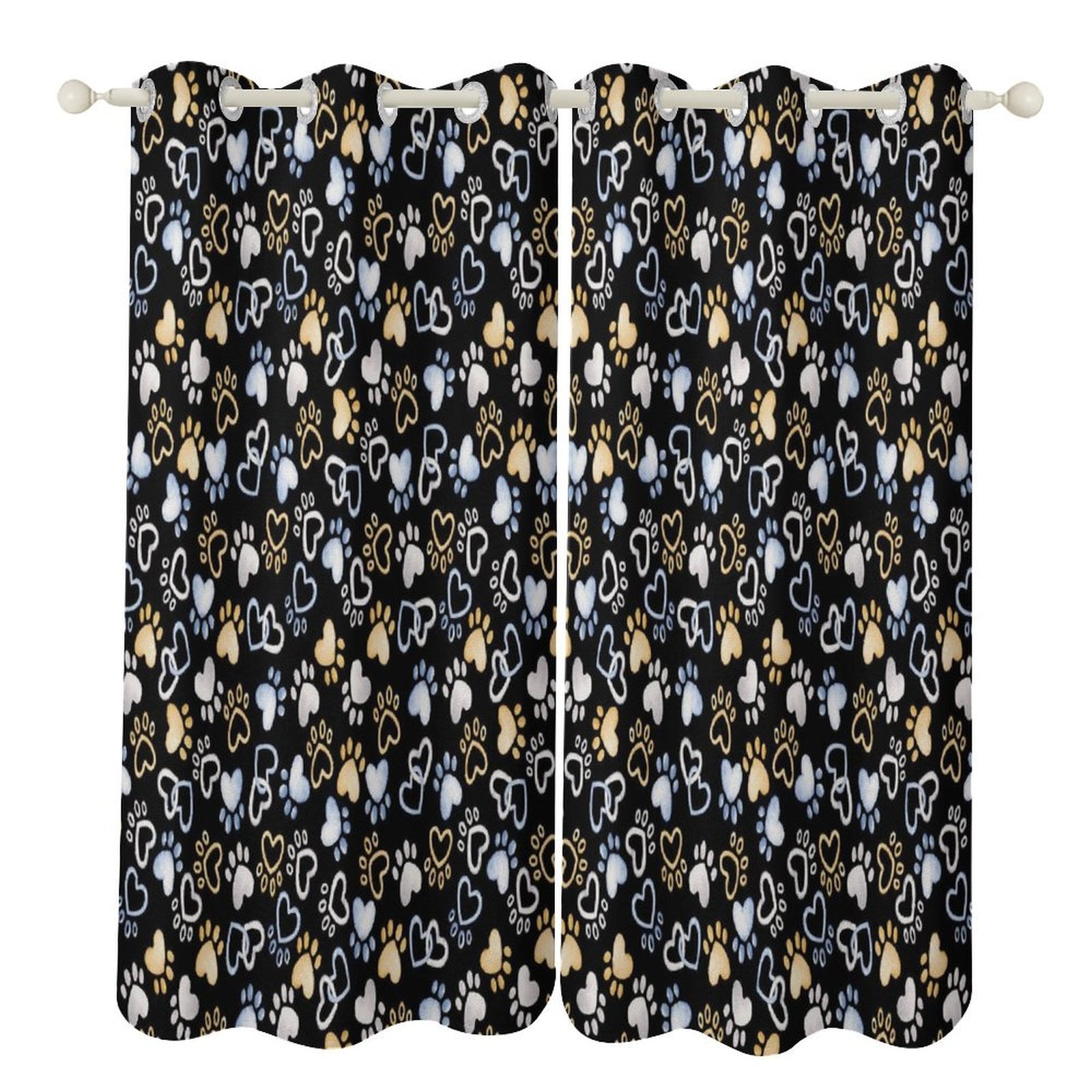 Paw Print Window Blackout Curtain 3d Printed Curtain Bedroom Living ...