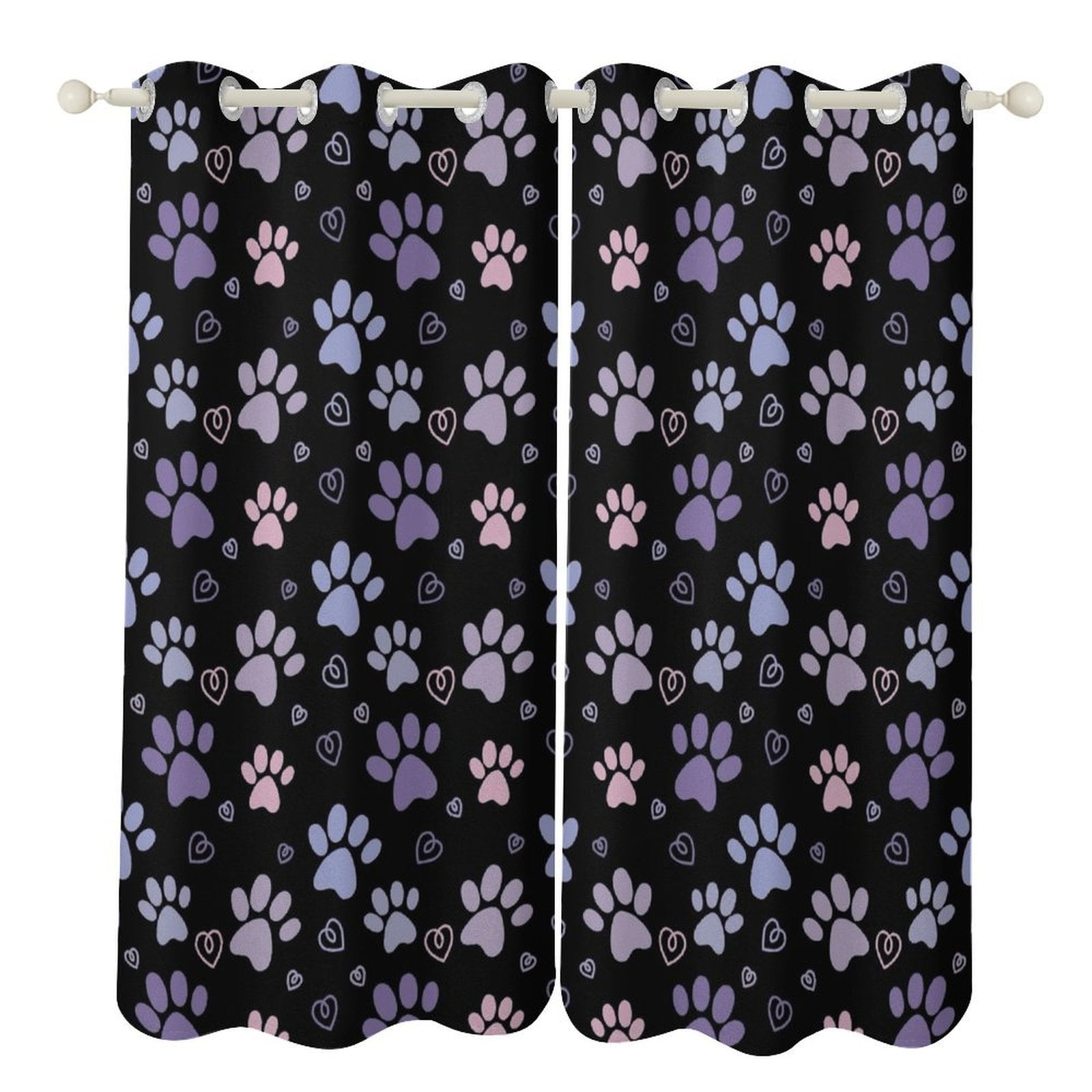 Paw Print Window Blackout Curtain 3d Printed Curtain Bedroom Living ...