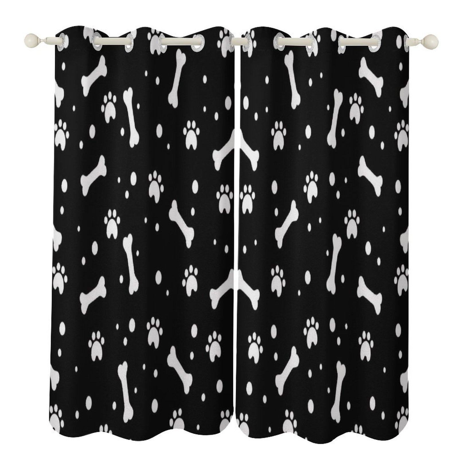 Paw Print Window Blackout Curtain 3d Printed Curtain Bedroom Living ...
