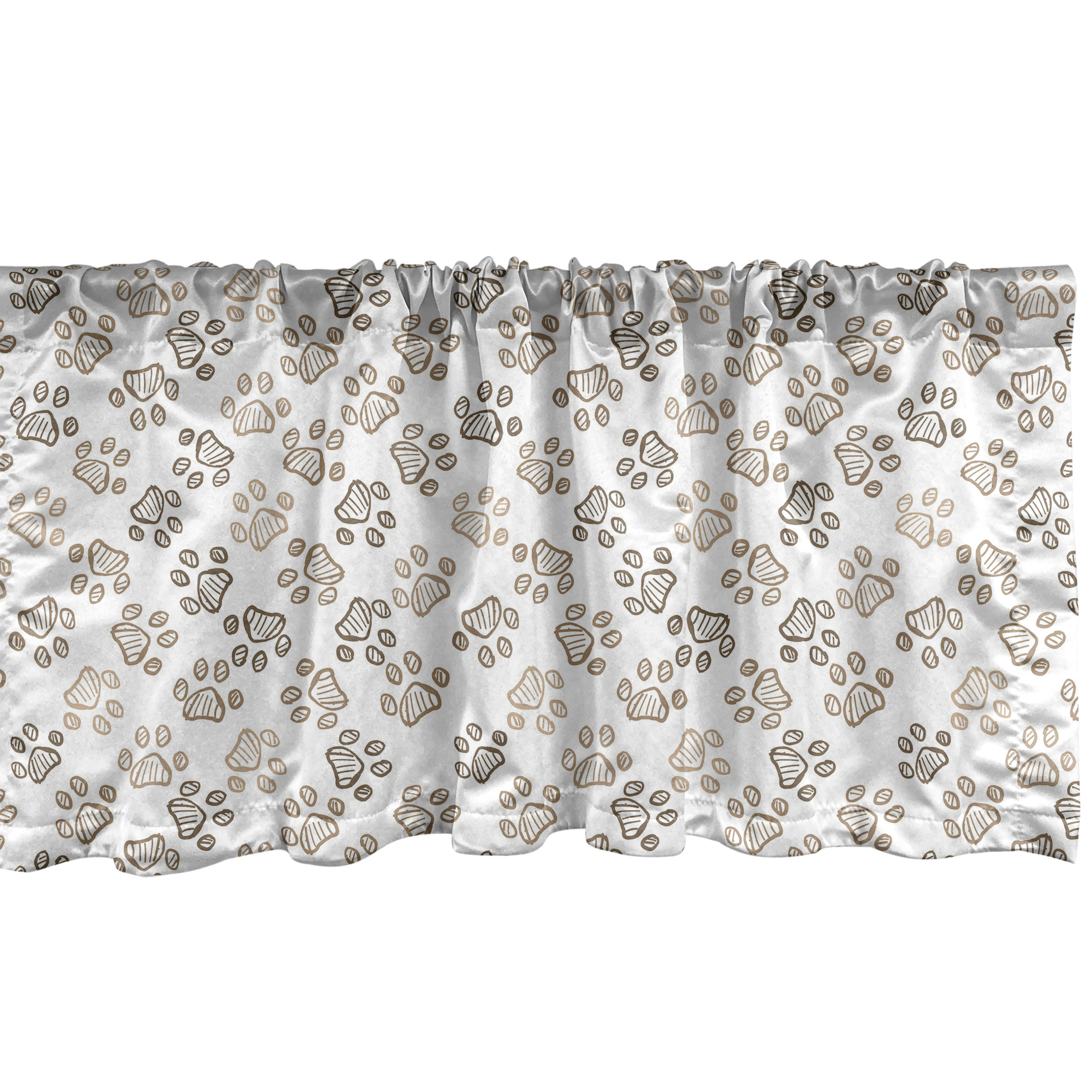 Paw Print Window Valance, Sketch Dog Cat Kitten Puppy Feet Traces ...