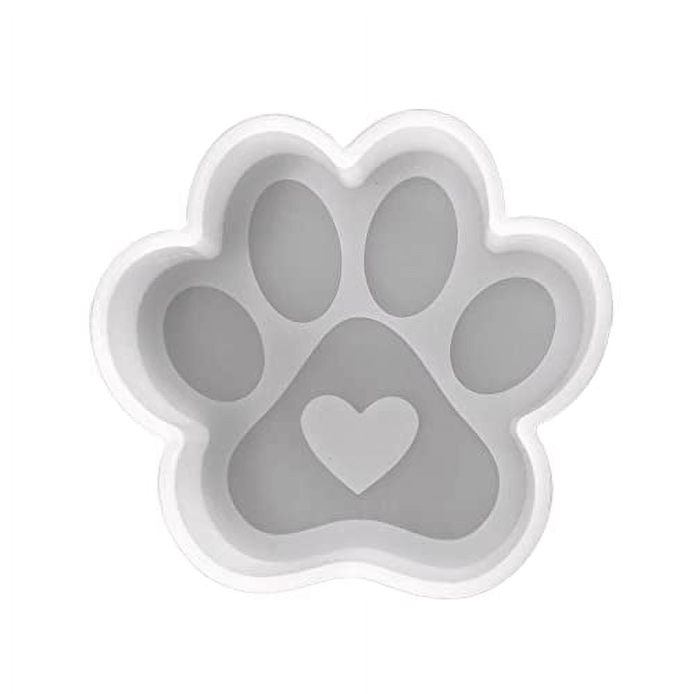 Paw Print with Heart Silicone Mold | Size 4" Wide x 3.75" Long x 1 ...