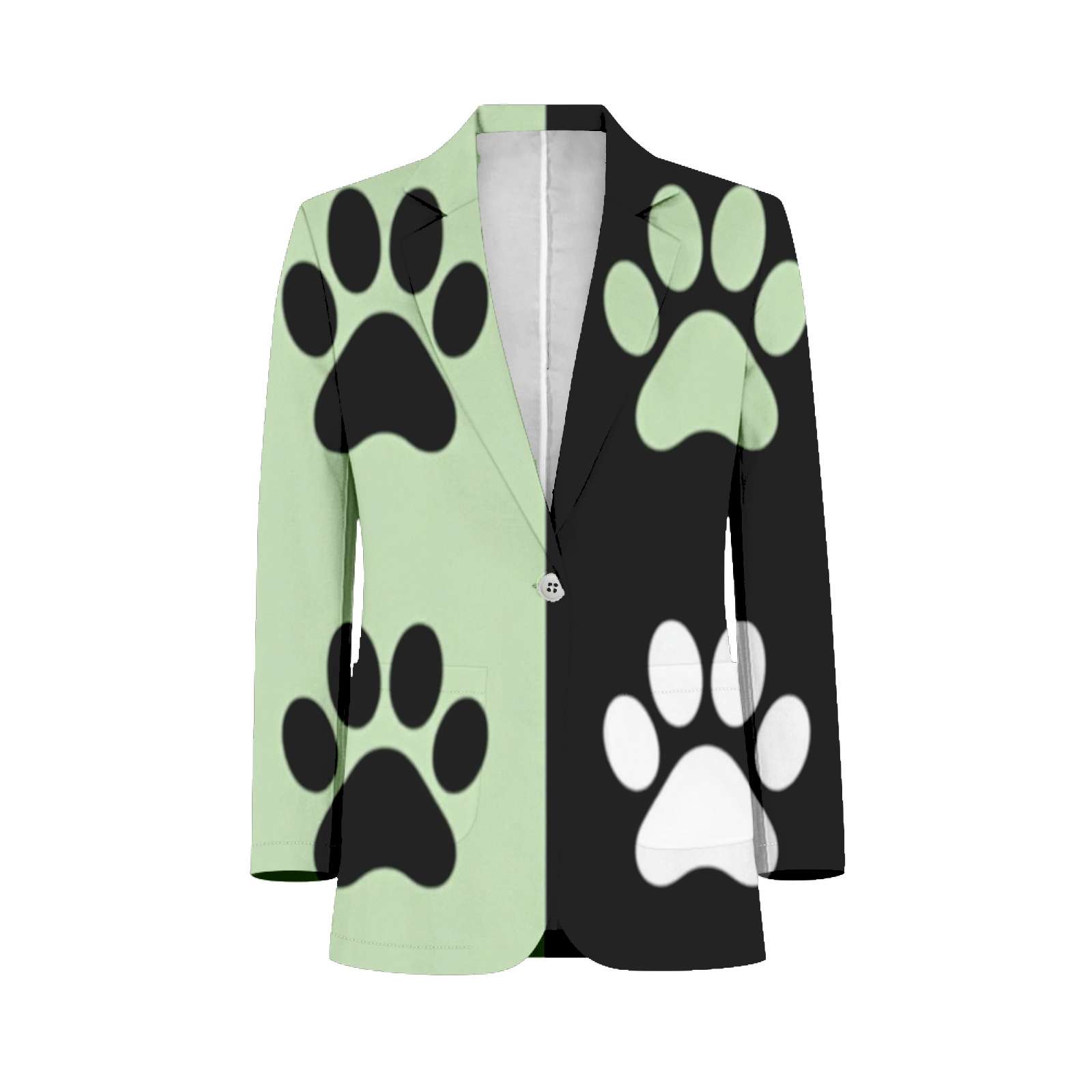Paw Prints Black And White Mens Suits Shawl Collar Slim Fit Suit Mens ...