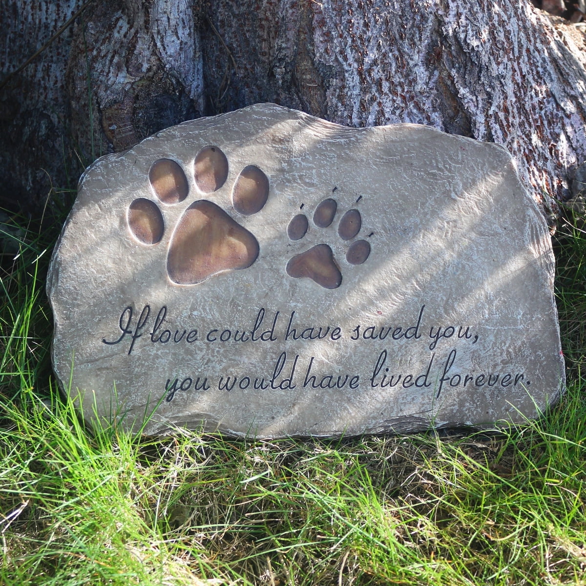 Paw Prints Dog Pet Memorial Stones, Pet Garden Stone Grave Marker for ...