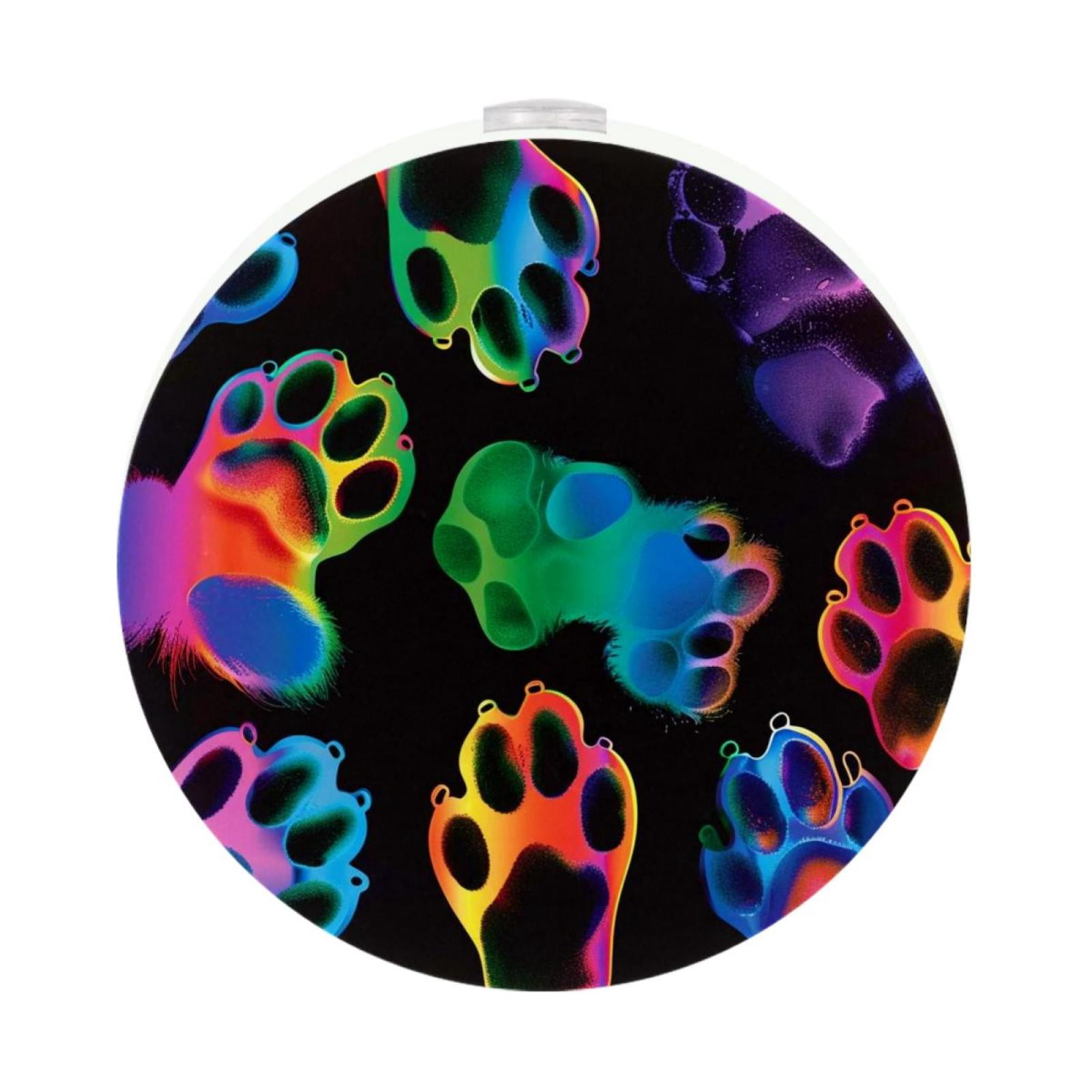 Paw Prints LED Round Night Light- Set of 2, Portable Rechargeable Mini ...